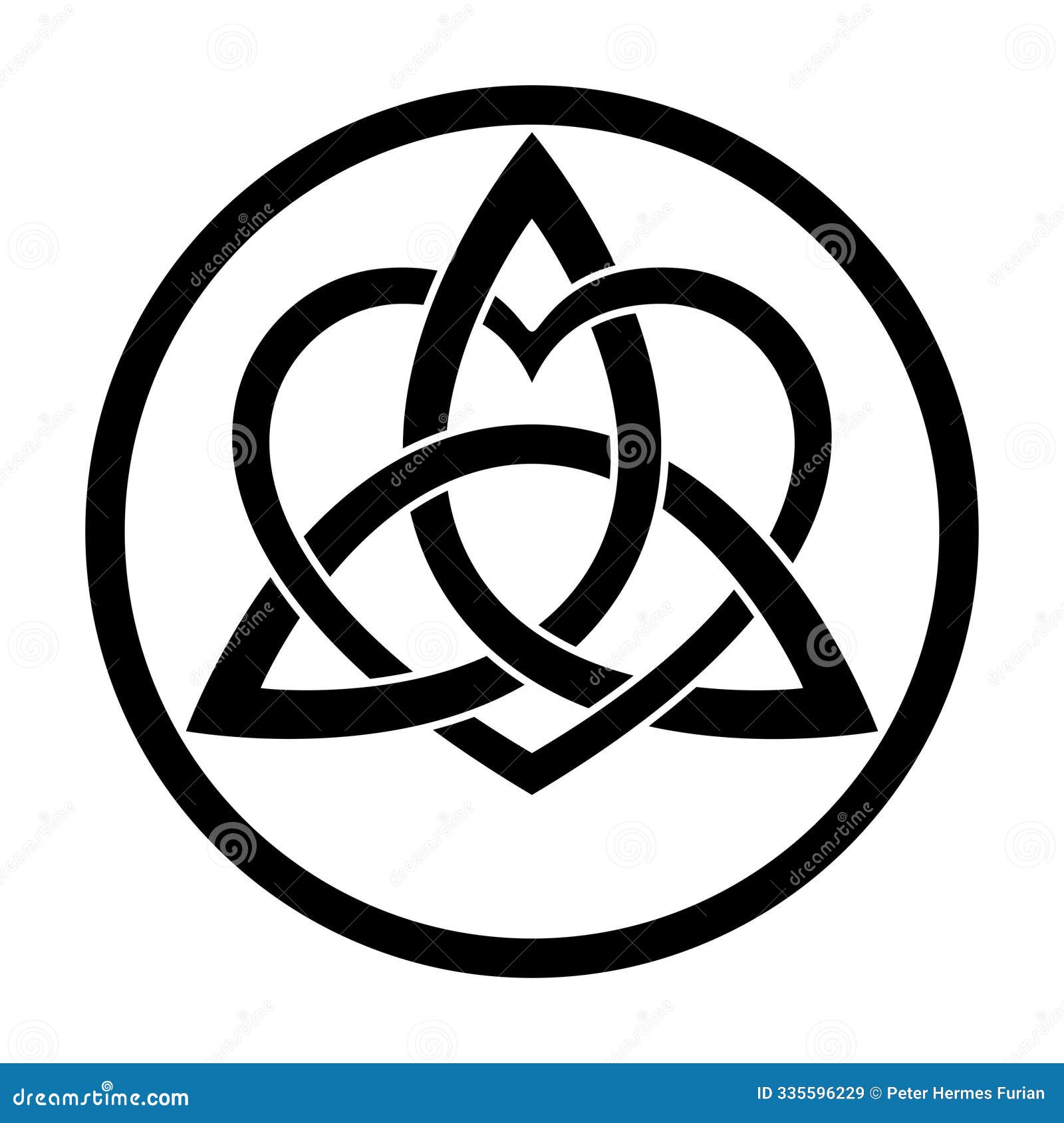 Triquetra With Heart Made Of Intersected Chains. Trinity Love Symbol ...