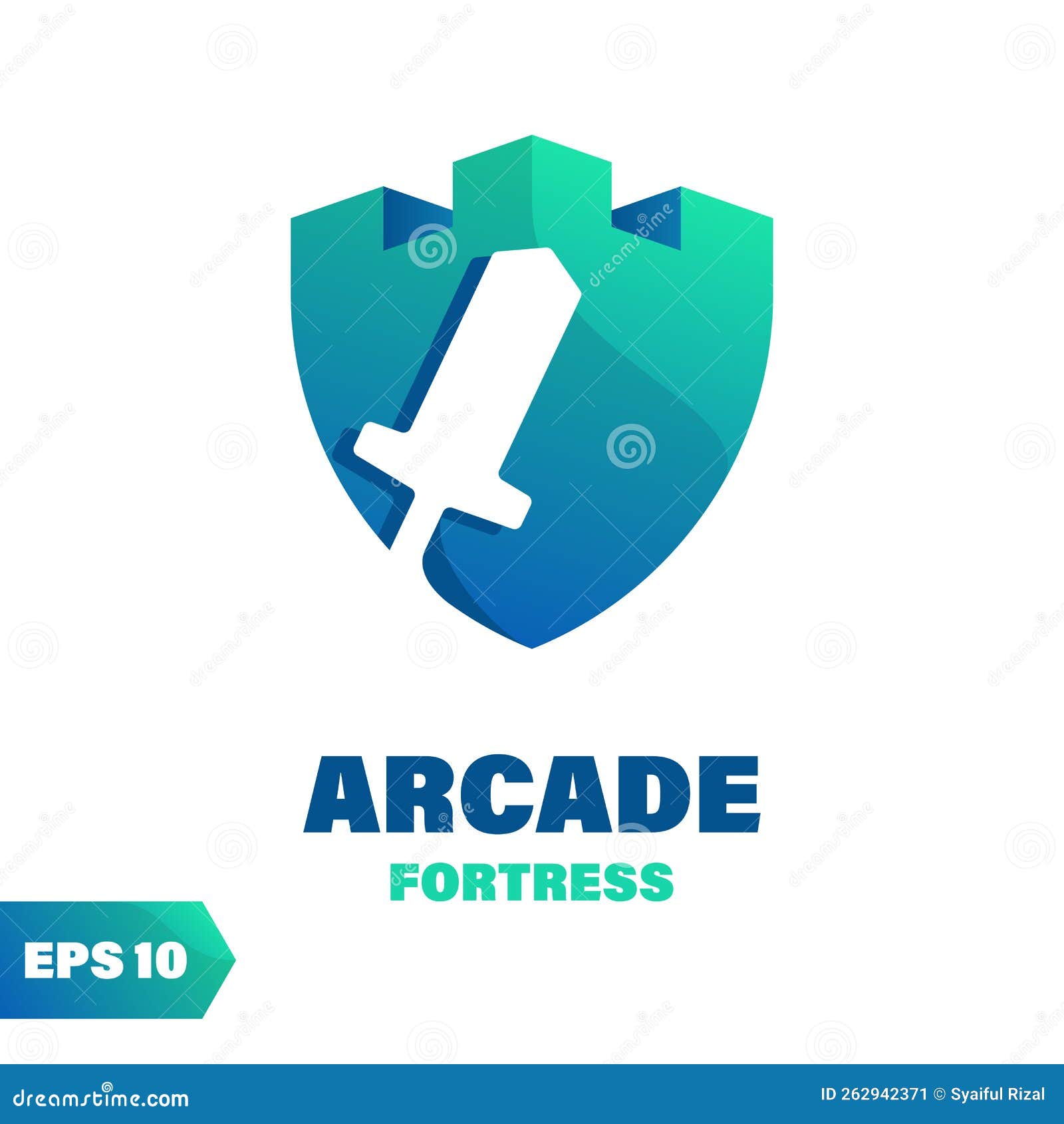 Dual Mining Shield and Stronghold Negative Space Arcade. Stock ...