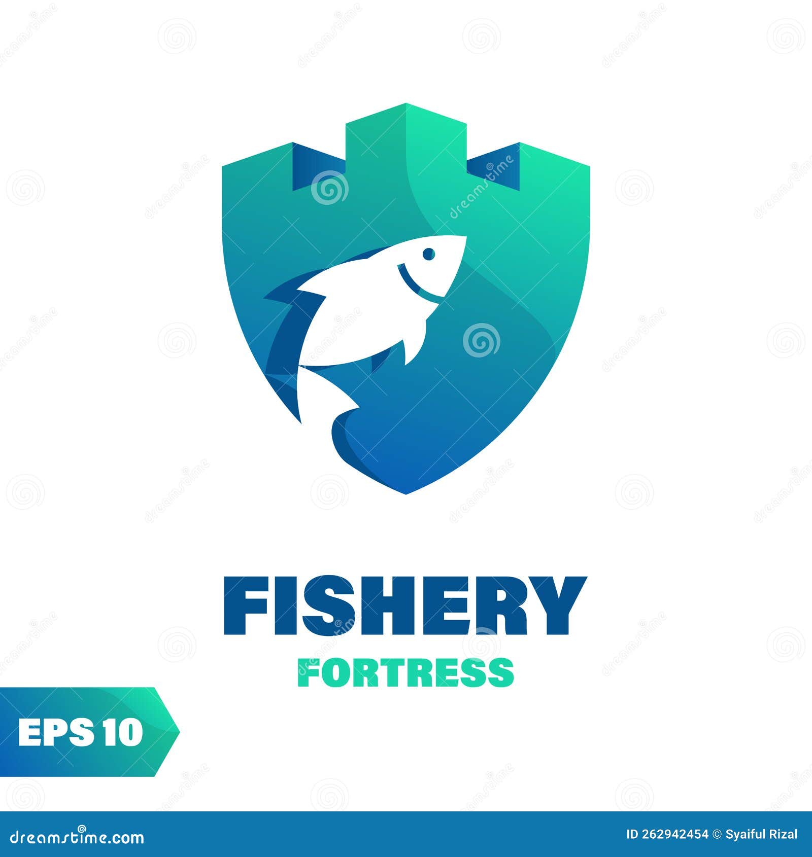 Dual Mining Shield and Stronghold Negative Space Fish. Stock ...