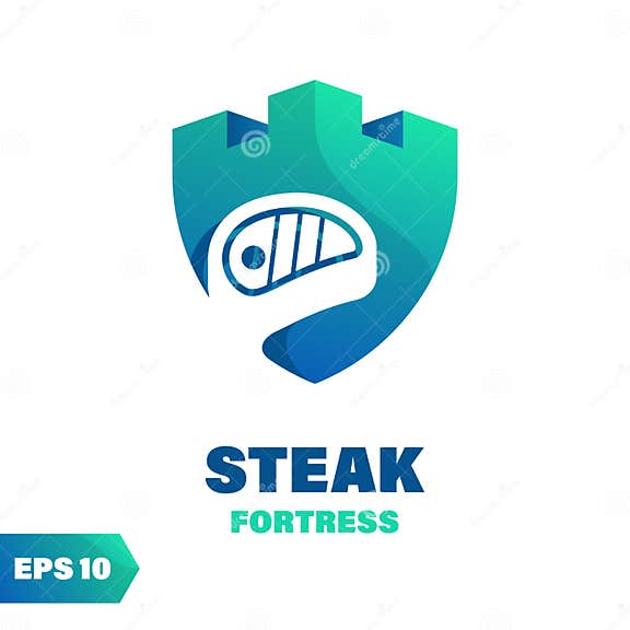 Dual Mining Shield and Fortress Negative Space Steak. Stock ...