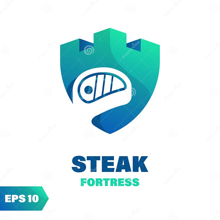 Dual Mining Shield and Fortress Negative Space Steak. Stock ...