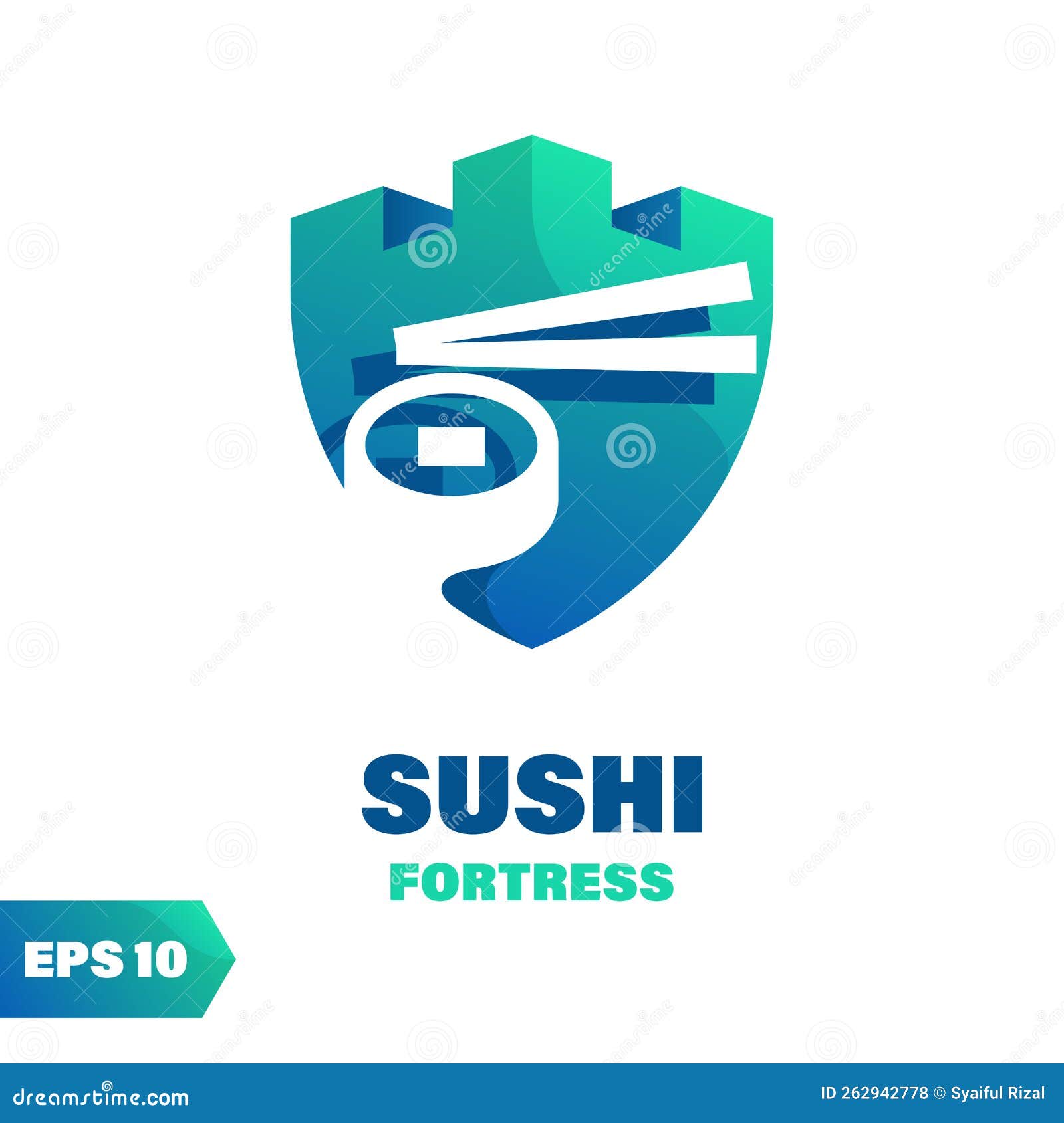 Dual Mining Shield and Fortress Negative Space Sushi. Stock ...