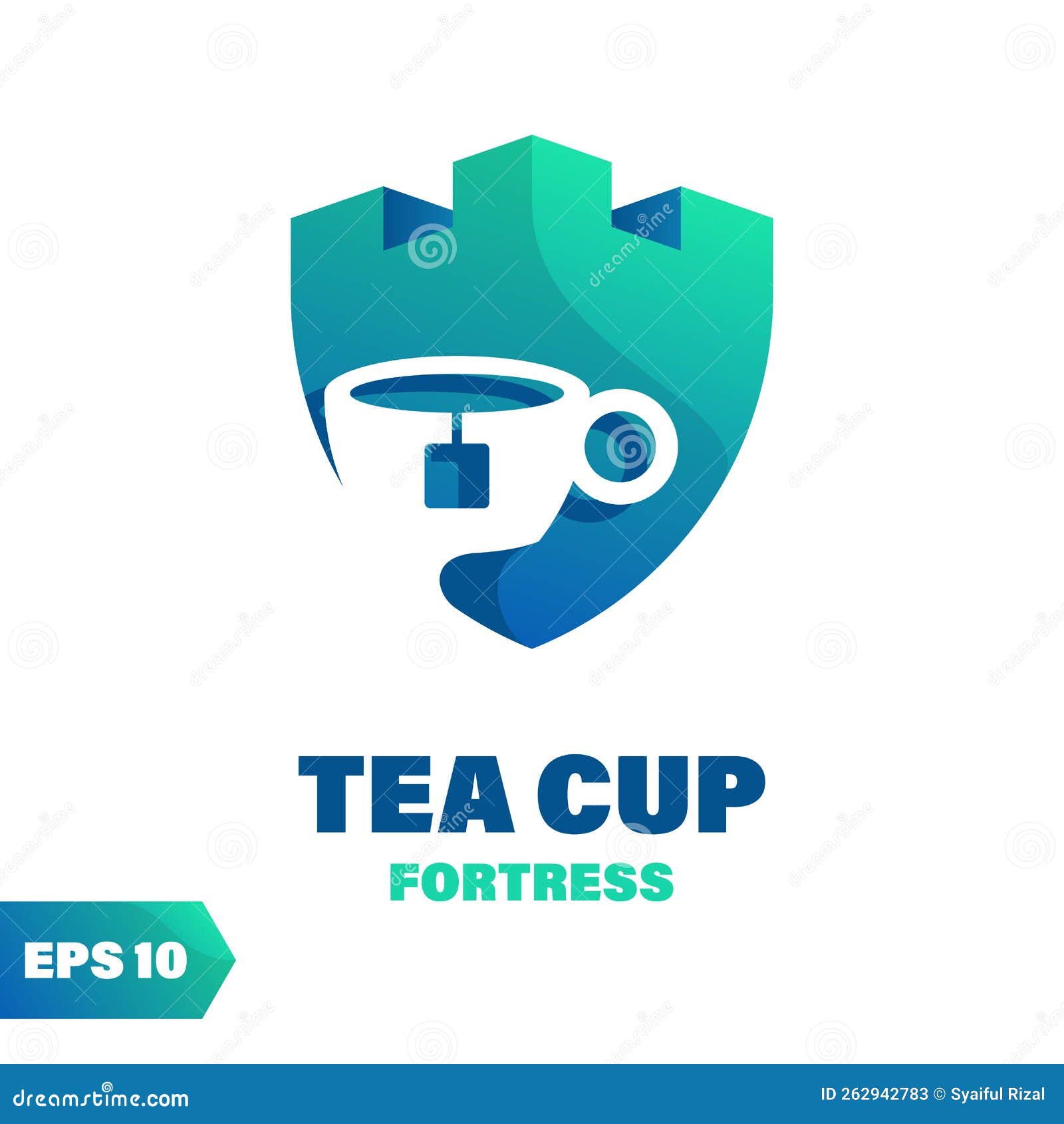Dual Mining Shield and Fortress Teacup Negative Space Stock ...