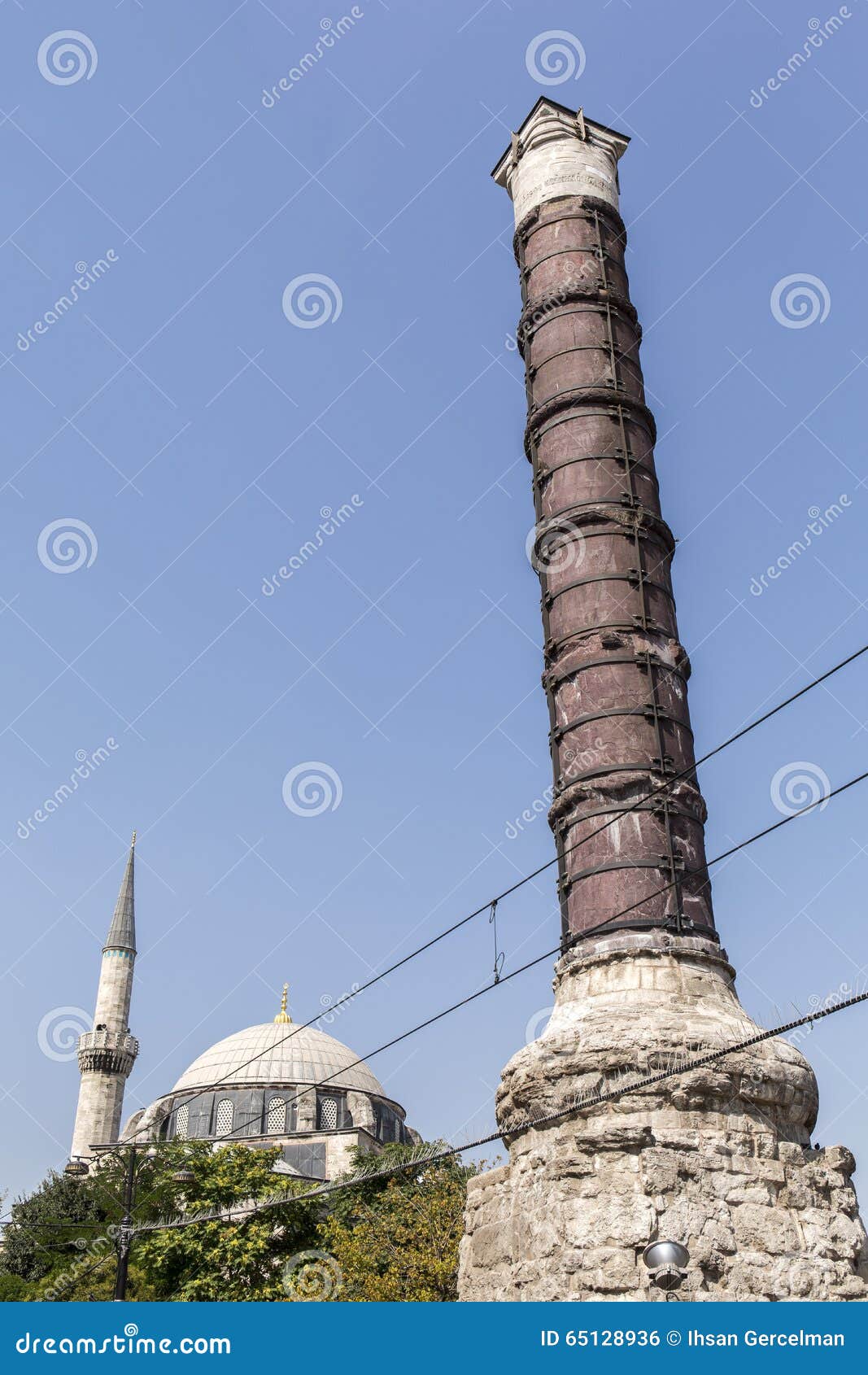 Cemberlitas, Column of Constantine (Burnt Stone) in Fatih Near S Stock ...