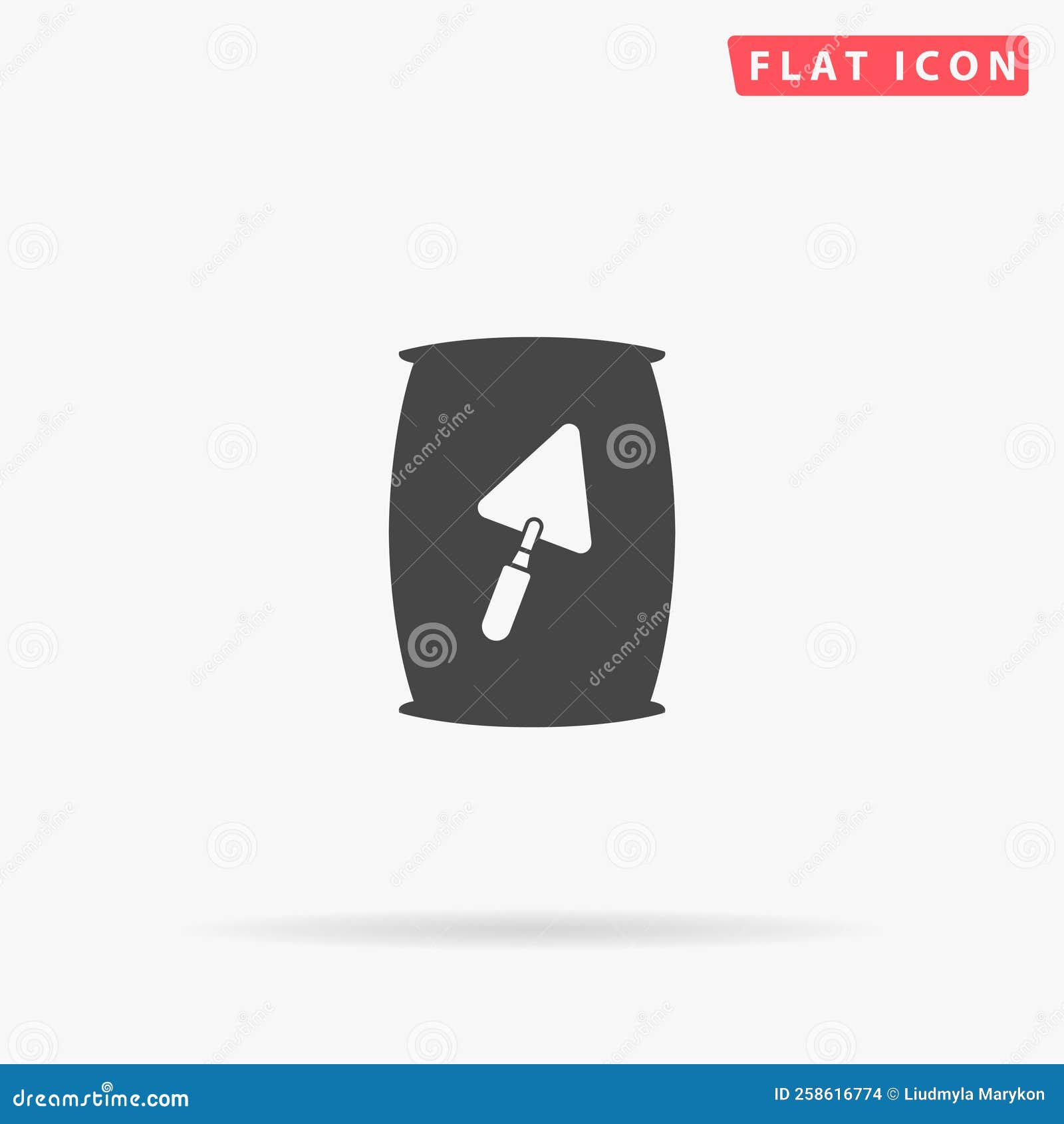 Cement Bag Flat Vector Icon Stock Vector - Illustration of plaster ...