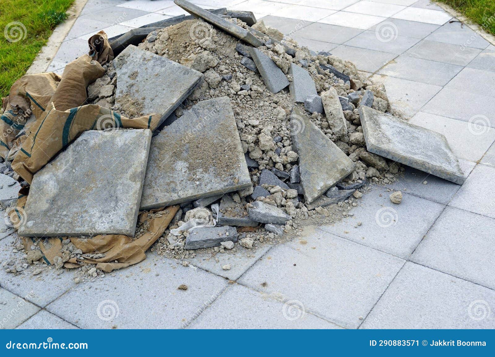 A Cement Bag Scraps on a Construction Scraps on the Construction Site ...