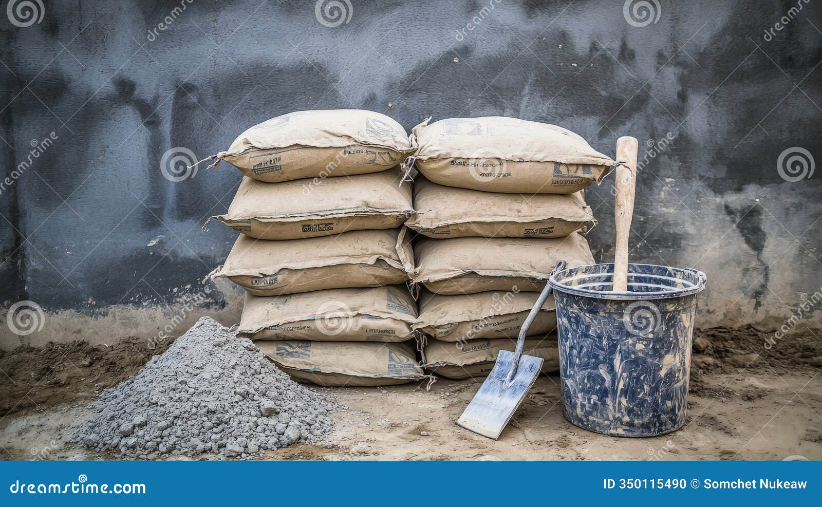 Cement Bag Stacking Process Construction Site Material Arrangement ...