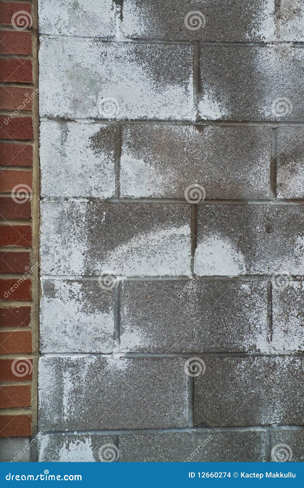 Cement Block Wall with Brick Edge Stock Photo - Image of paint, gray ...
