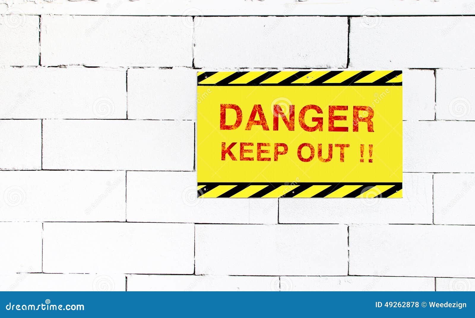 Cement Block Wall With Danger Keep Out Sign Royalty-Free Stock Image ...