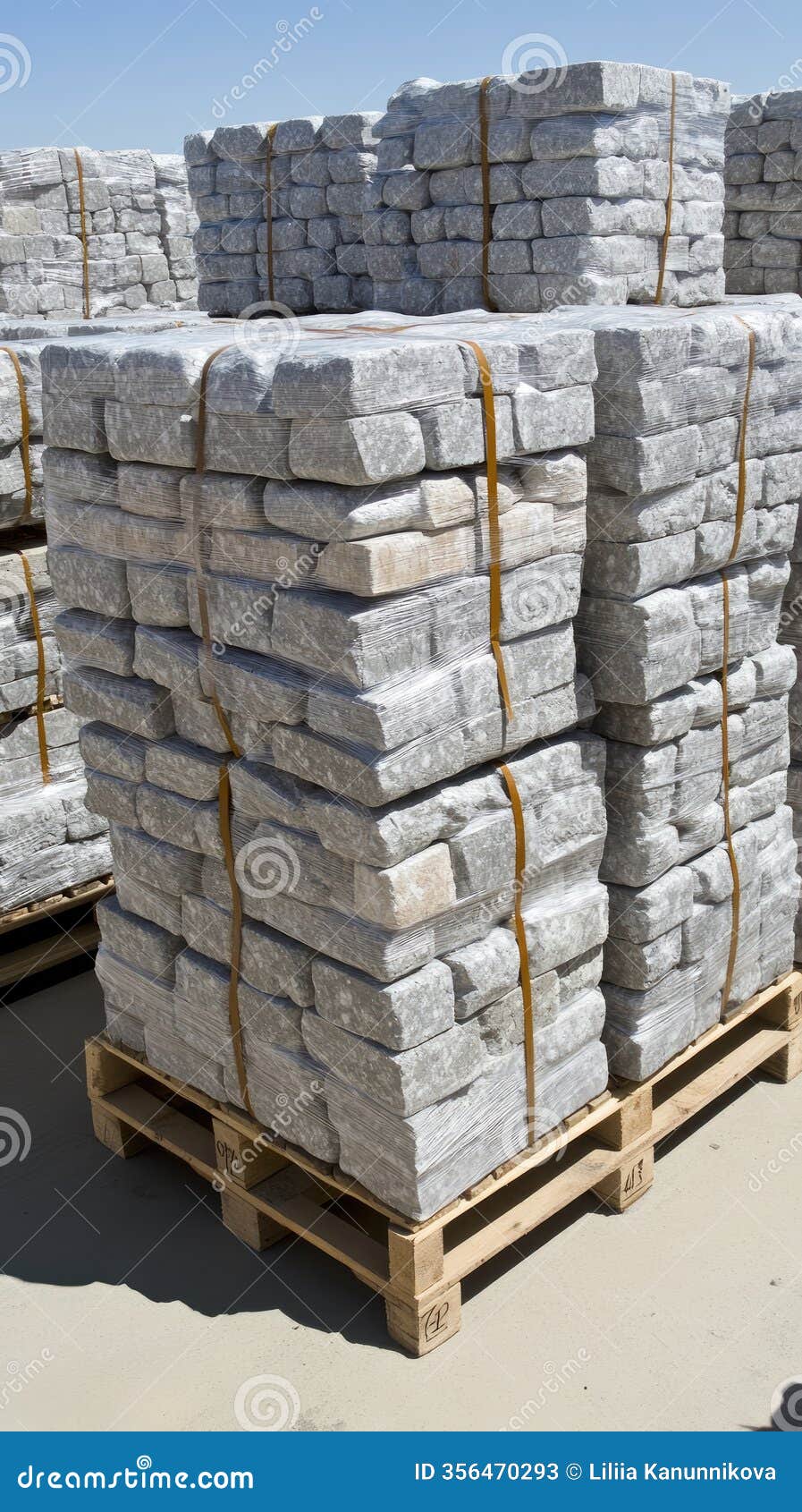 Cement Blocks Organized on Pallets within a Warehouse for Easy Access ...