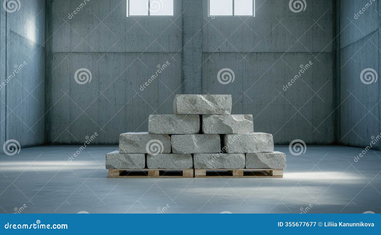 Cement Blocks Organized on Pallets within a Warehouse for Easy Access ...