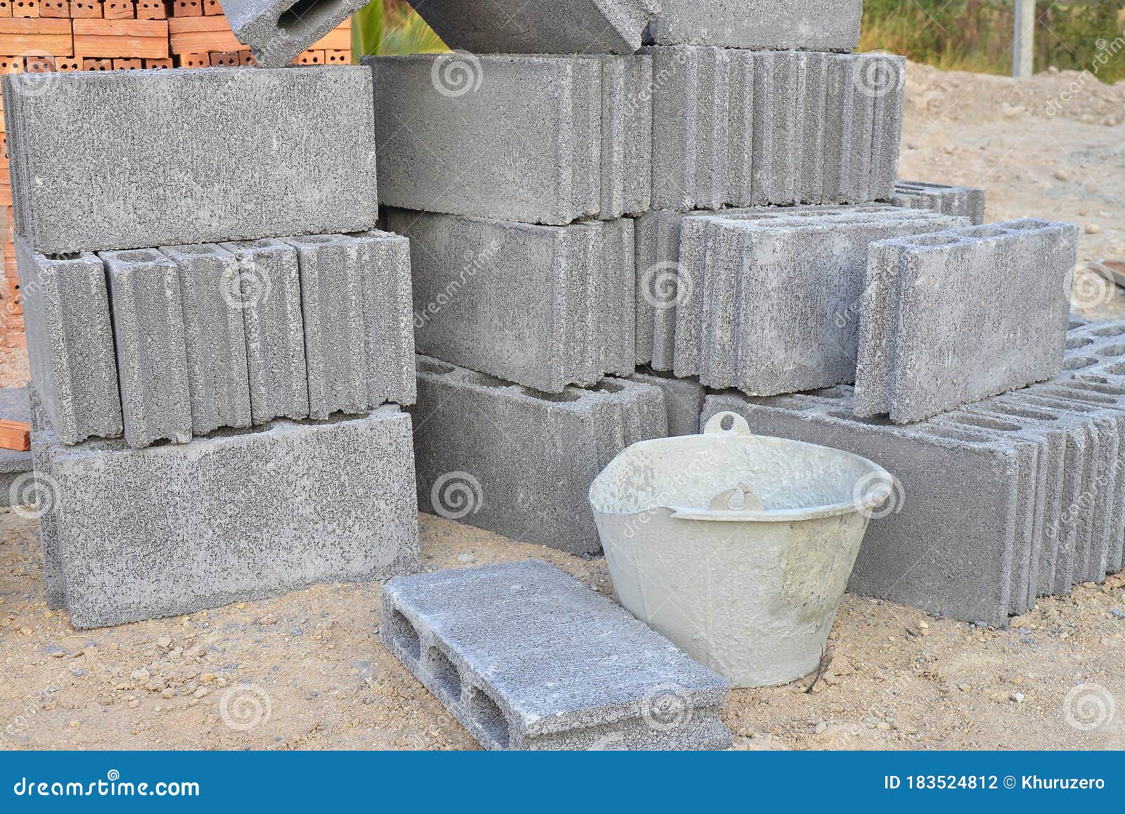 Cement blocks stock photo. Image of concrete, brick - 183524812