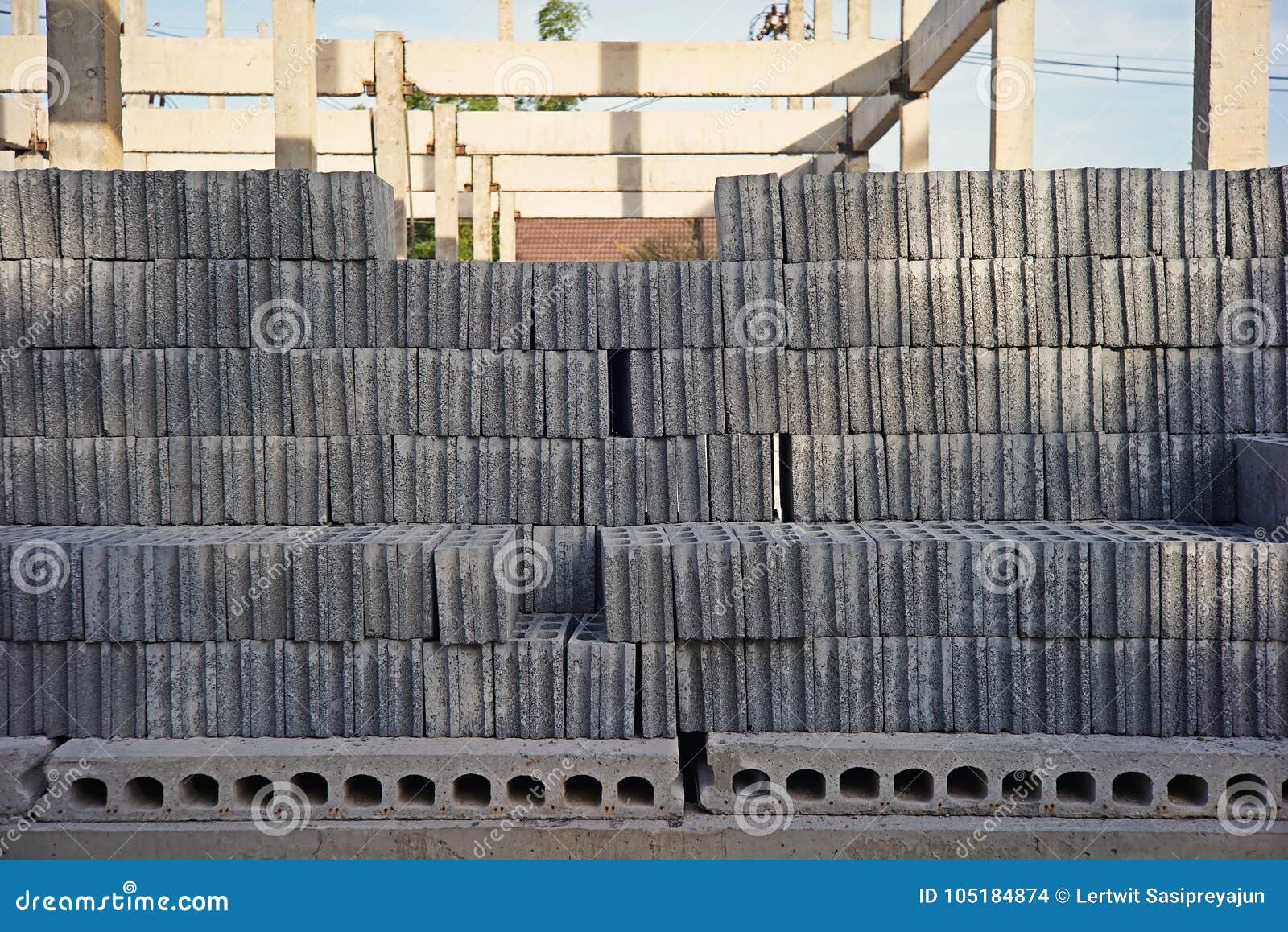 Cement Brick for Construction Stock Photo - Image of worker, structure ...