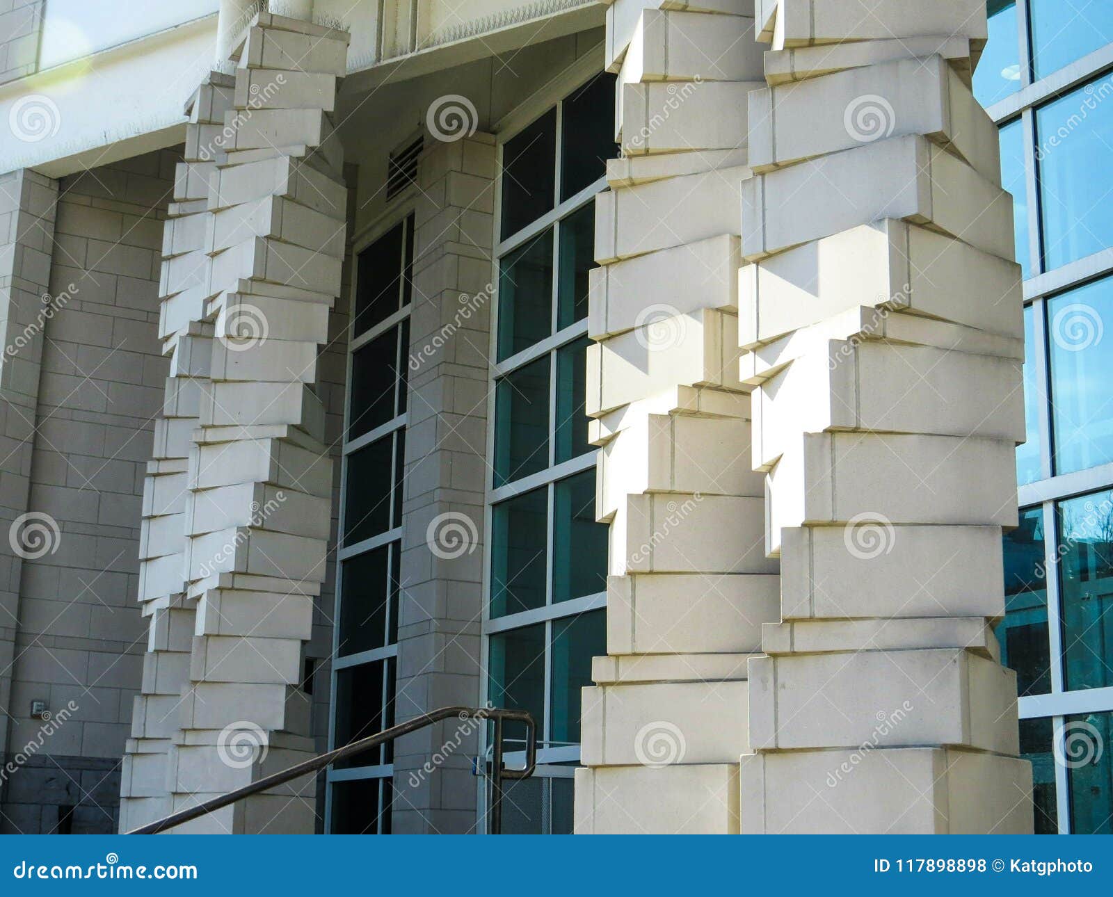 Cement Brick Pillars Designed in Geometric Patterns in Front of an ...