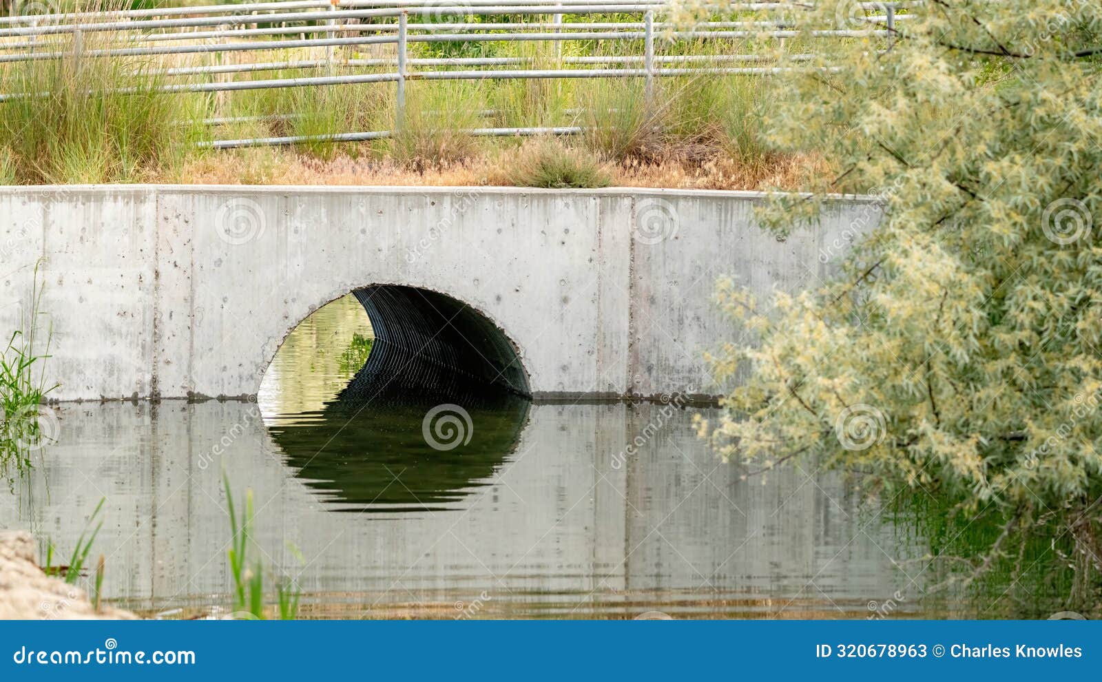 Cement Bridge with Culvert on Irrigation Ditch Stock Image - Image of ...