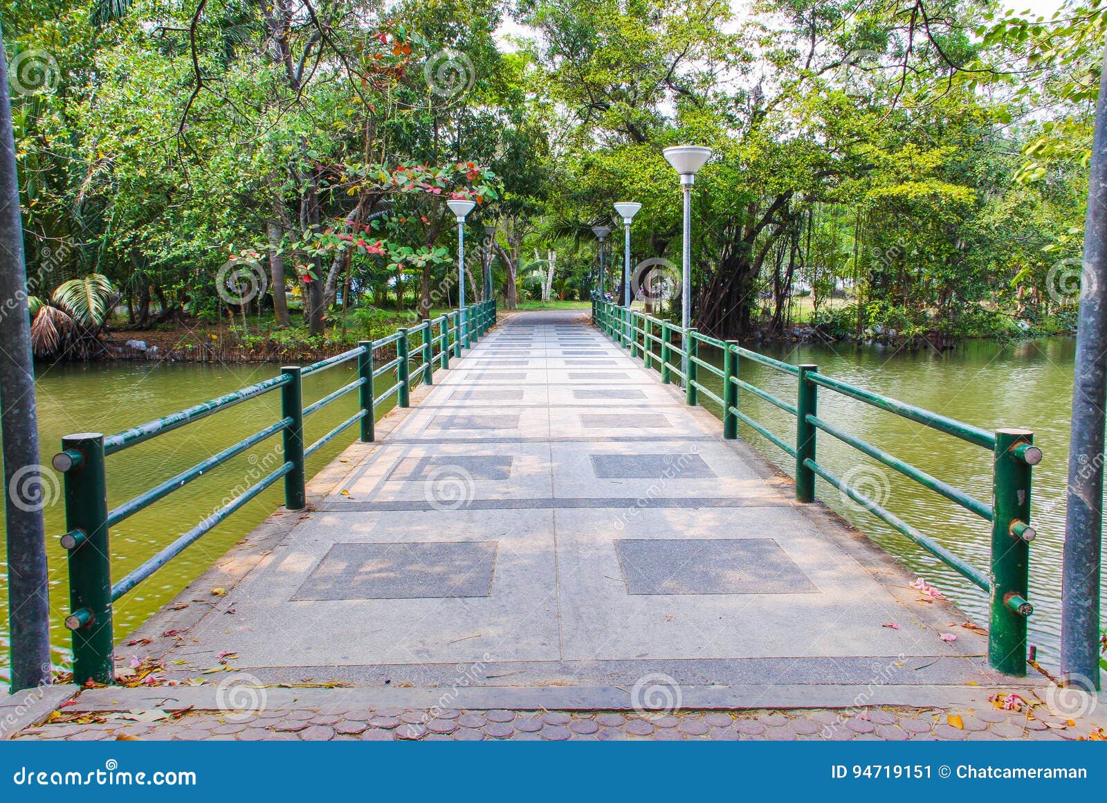 Cement bridge over pond stock image. Image of beauty - 94719151