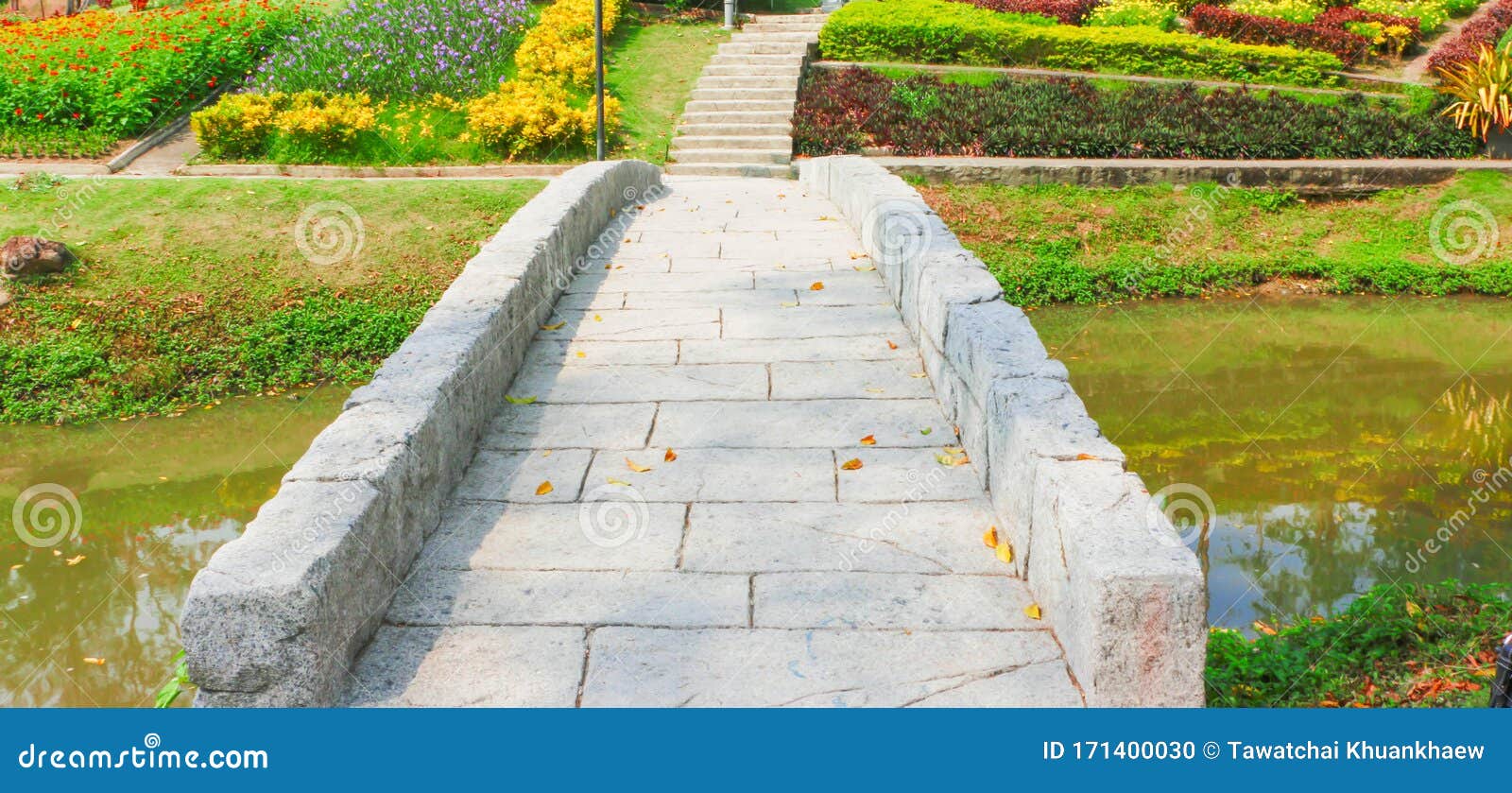 Cement Bridge, Pathway To Flower Garden Stock Photo - Image of garden ...