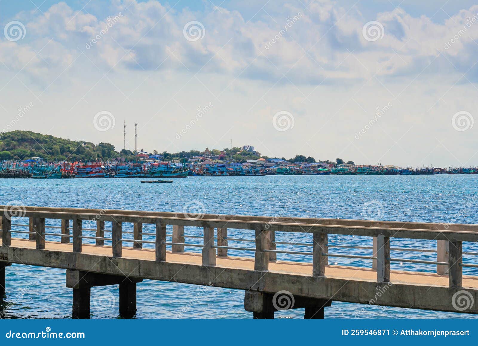 Cement bridge and sea stock image. Image of walkway - 259546871