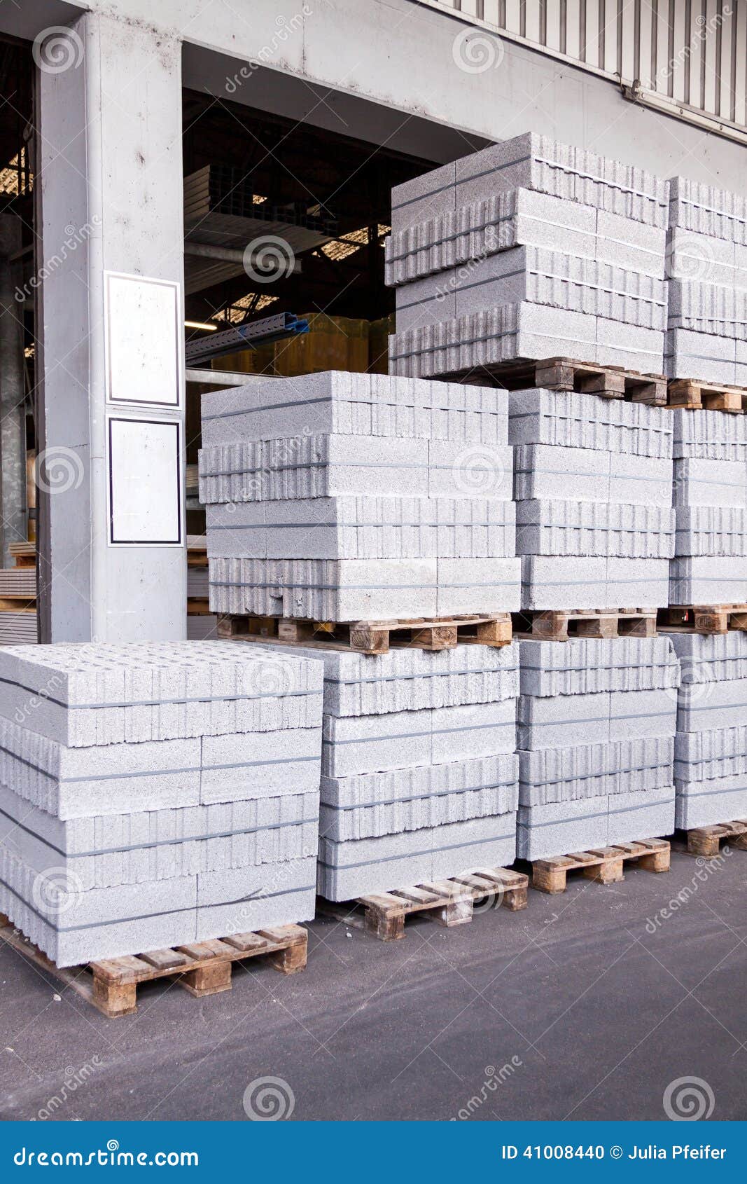 Cement Building Blocks Stacked on Pallets Stock Photo - Image of ...