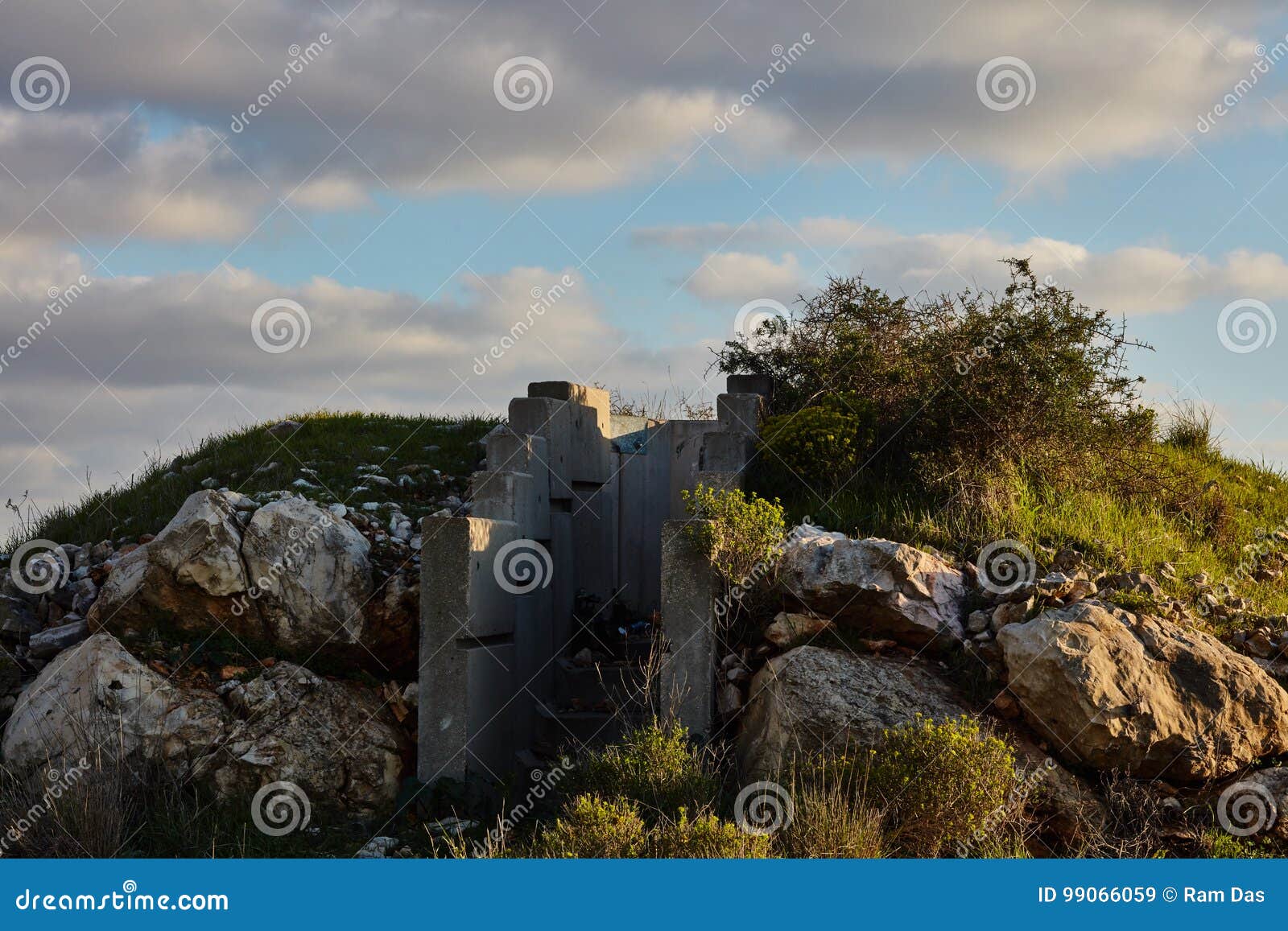 Cement Bunker at Sunset Time, Israel, Samaria. Stock Image - Image of ...