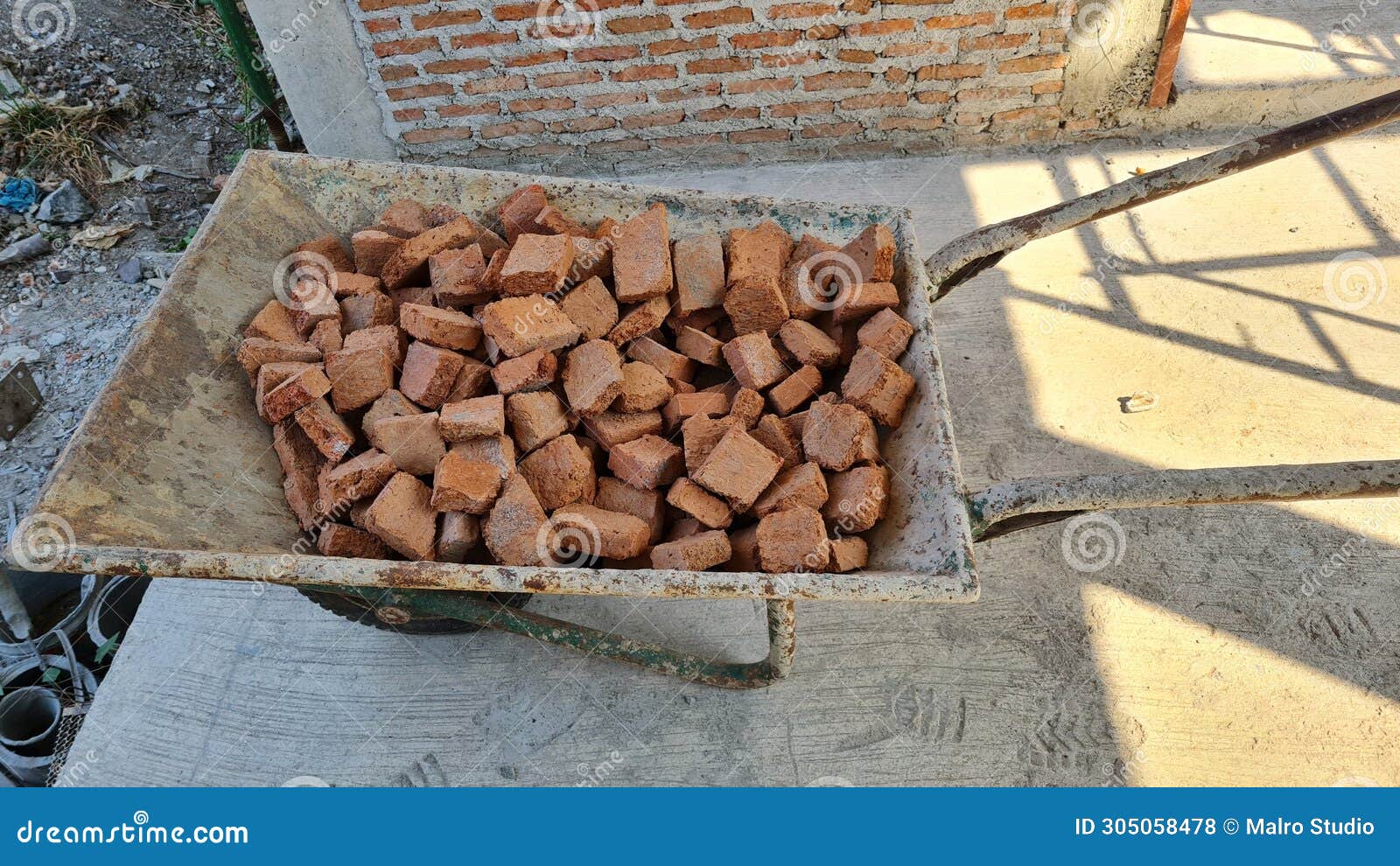 Cement Cart Carrying Red Bricks on Construction Sites. Stock Photo ...