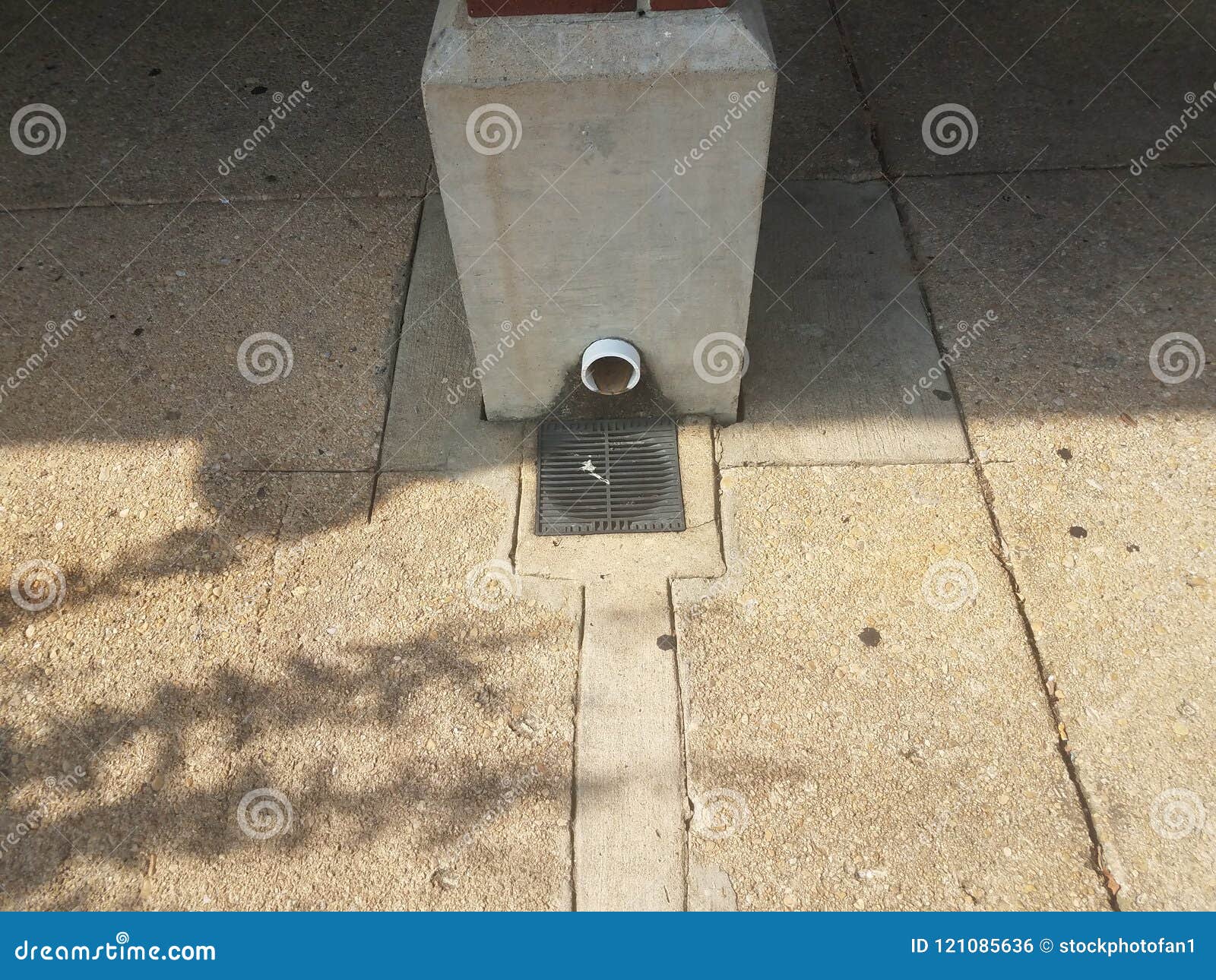 Cement Column With Gutter Downspout And Drain Stock Photo ...
