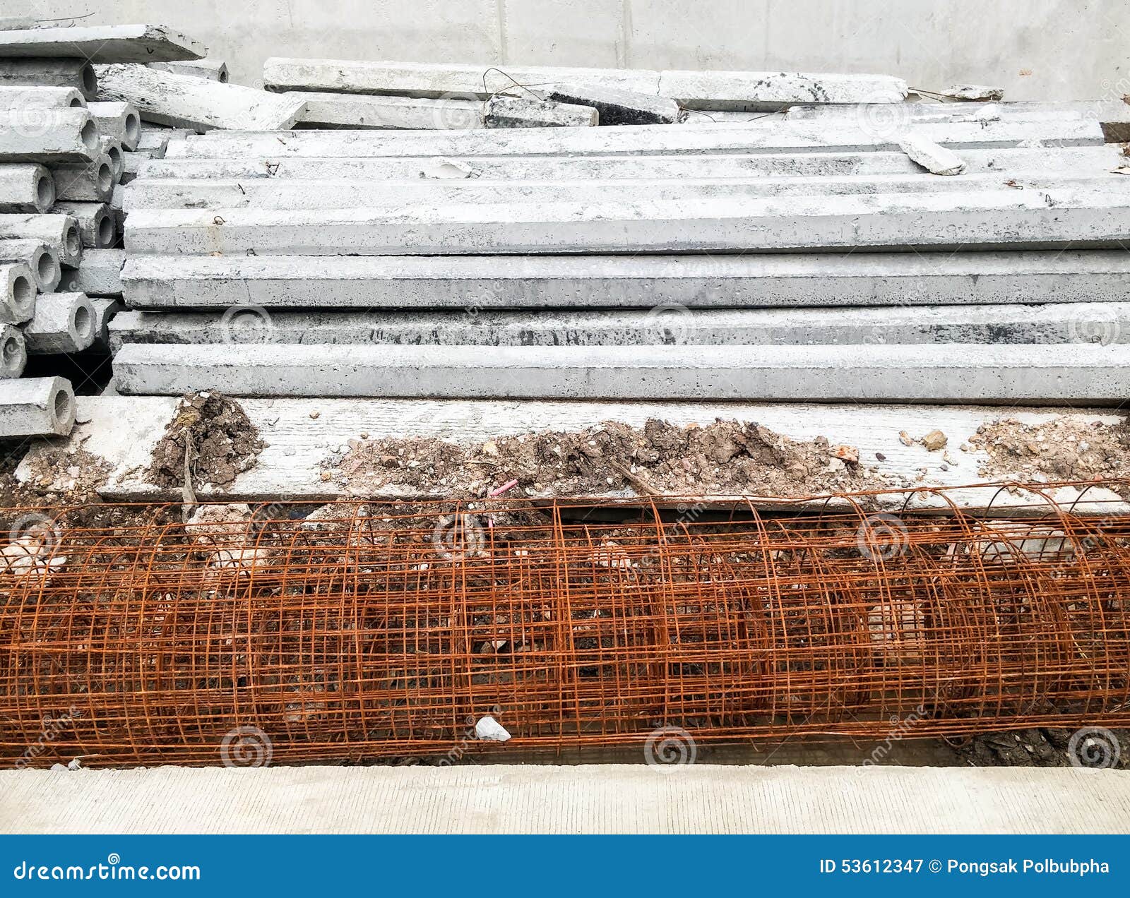 Cement Column and Mesh Rebar Stock Image - Image of elastic, pattern ...
