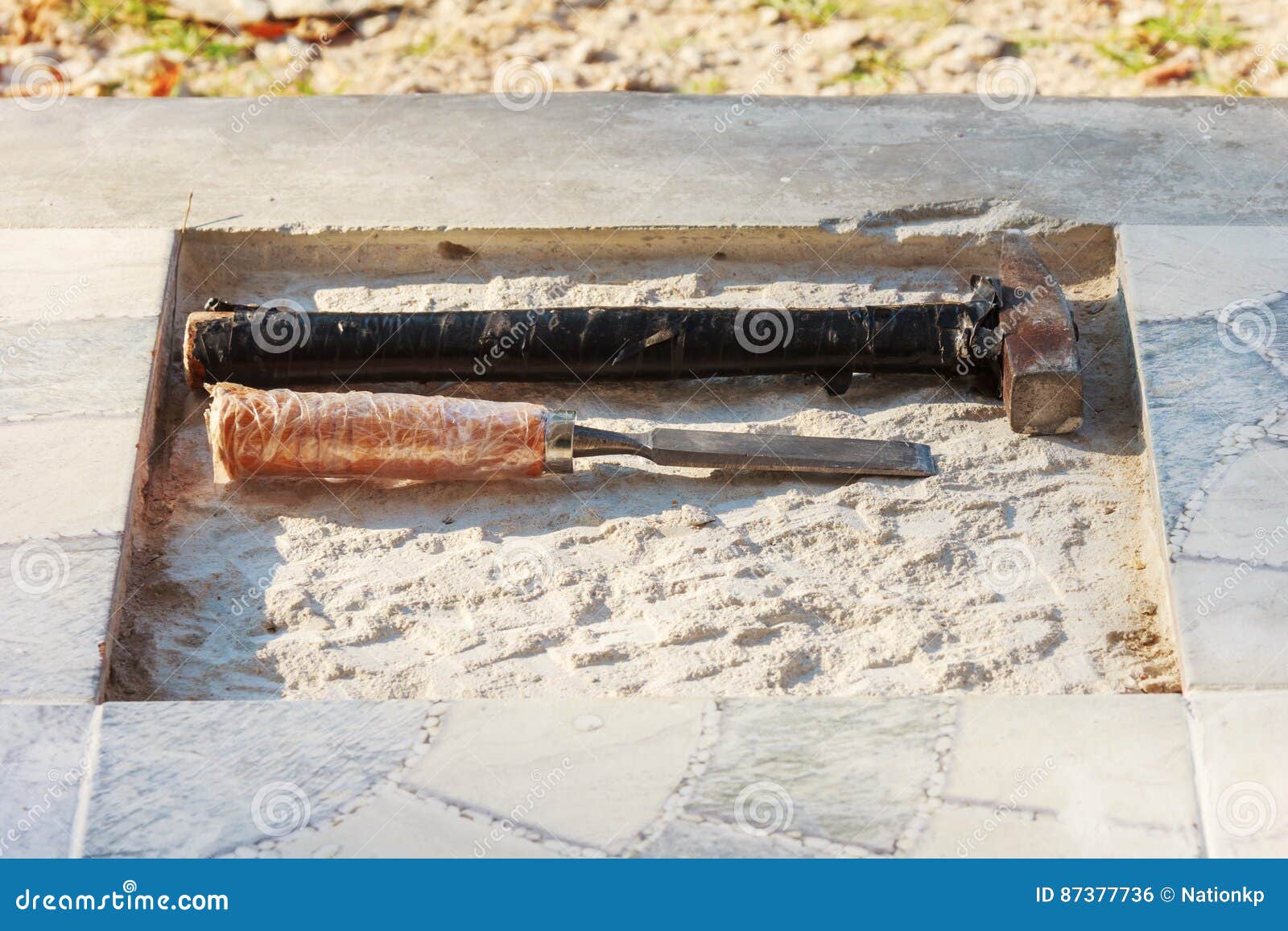 Cement Concret Texture Unsmooth with Chisel and Broom Hammer Stock ...