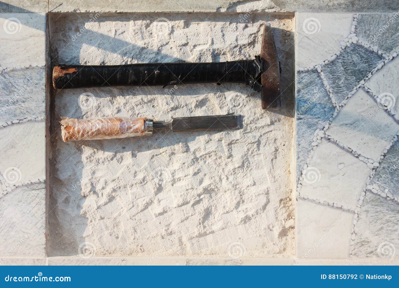 Cement Concret Texture Unsmooth with Chisel and Broom Hammer Stock ...