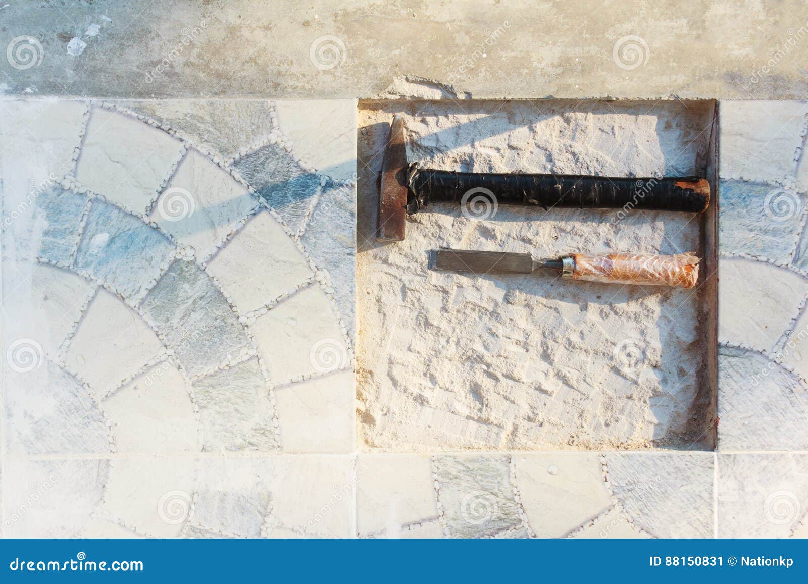 Cement Concret Texture Unsmooth with Chisel and Broom Hammer Stock ...