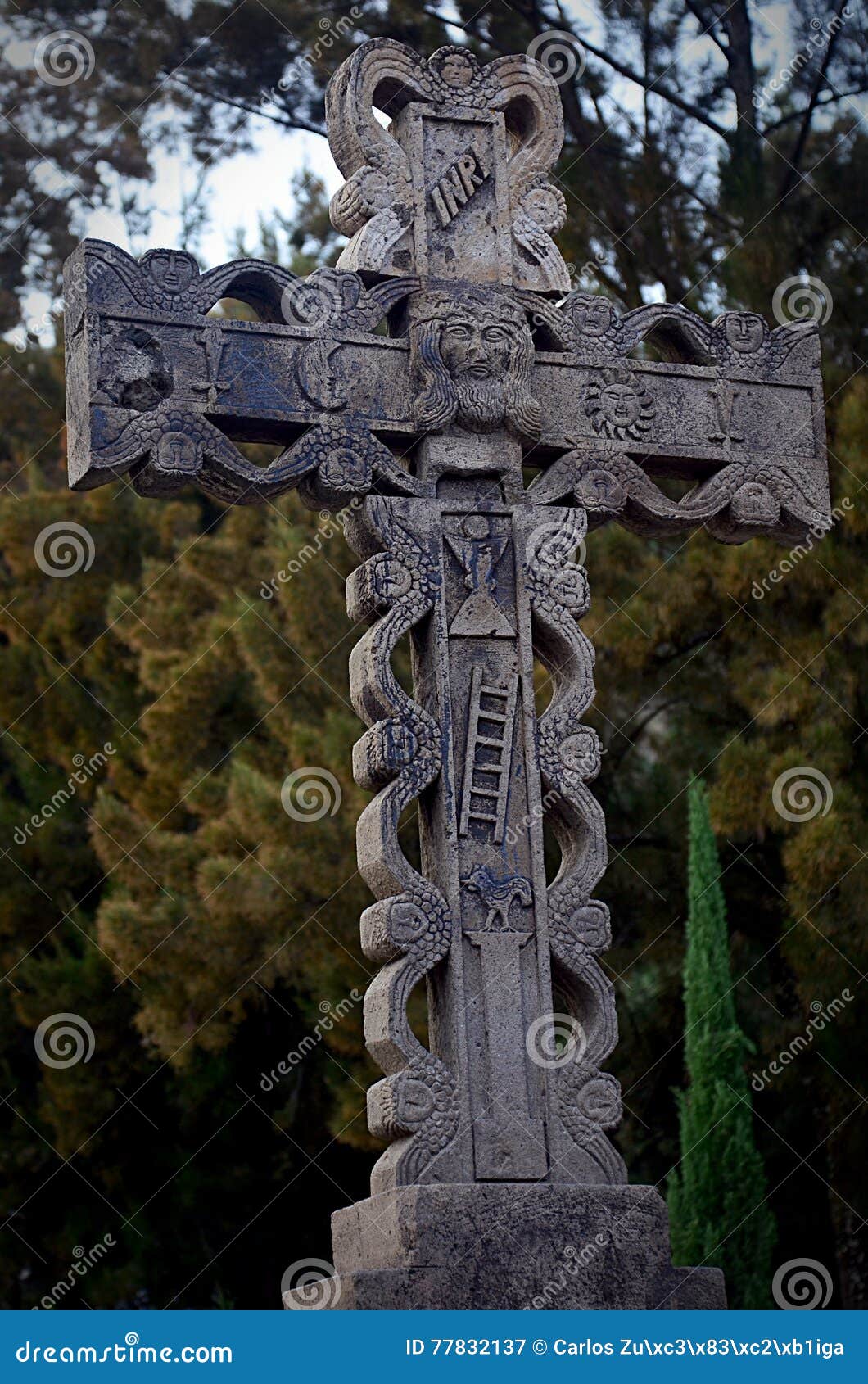 Cement crucifix outside stock image. Image of church - 77832137