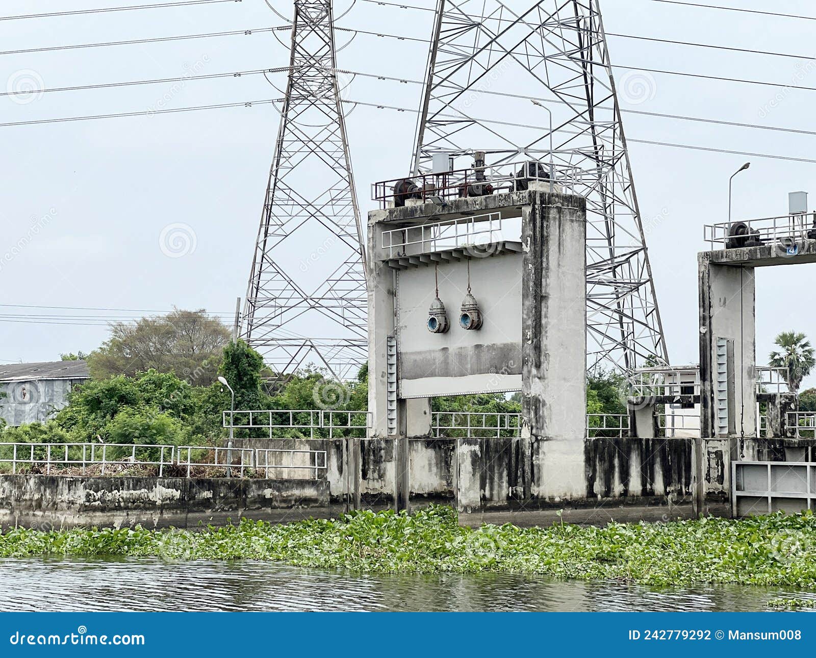 Cement Dam in Country Thailand Stock Photo - Image of pylon, river ...