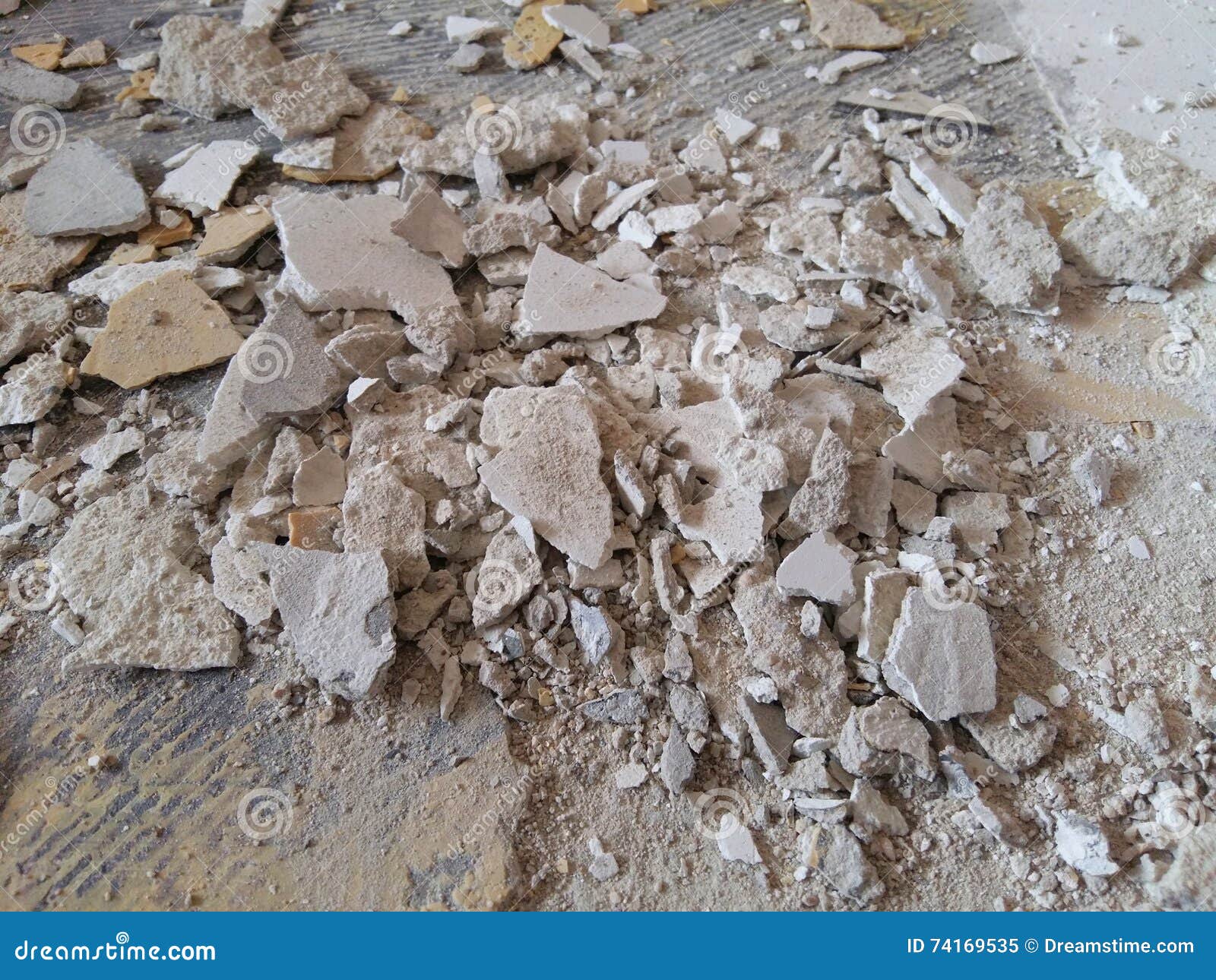 Cement Debris And Sidewalk Tiles In The City. Public Works Sequence Of ...