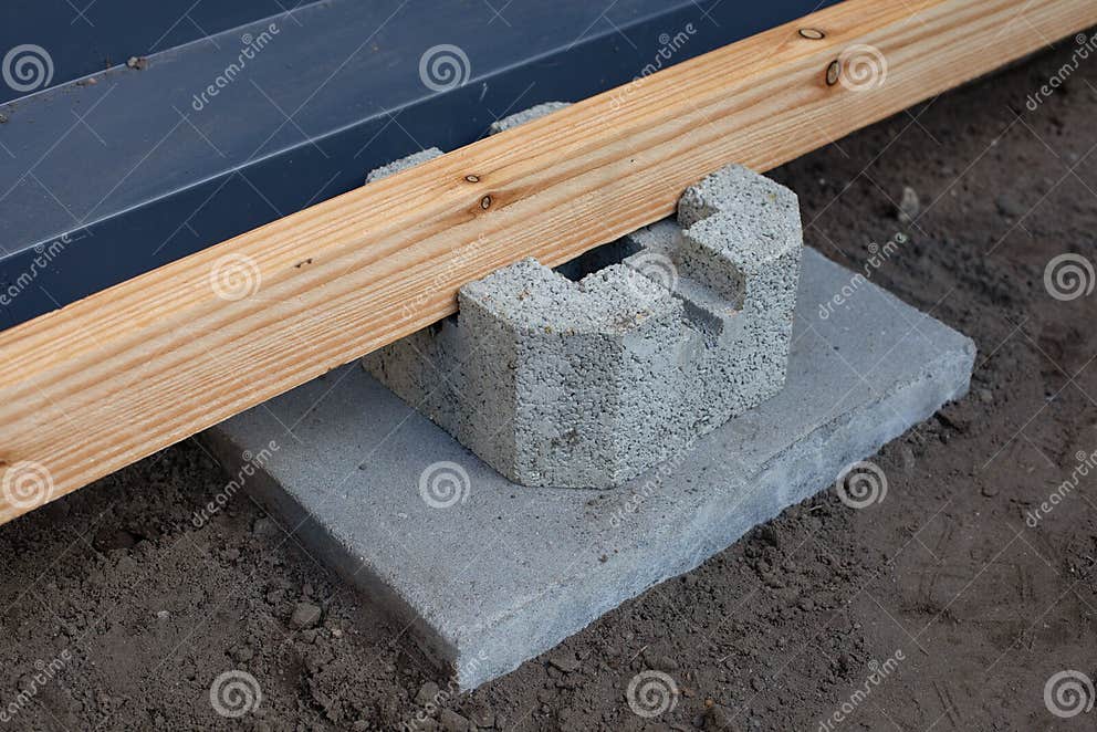 Cement Deck Block Foundation Installed on the Ground Stock Photo ...