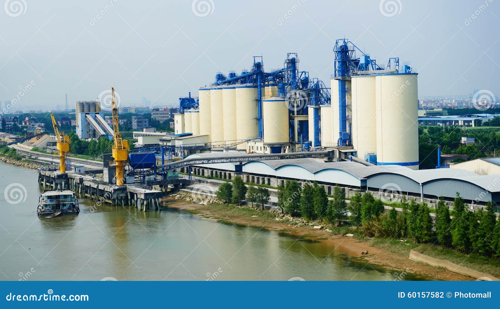 Cement factory stock photo. Image of quay, manufacturing - 60157582