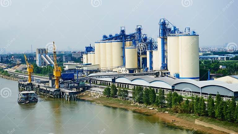 Cement factory stock photo. Image of quay, manufacturing - 60157582