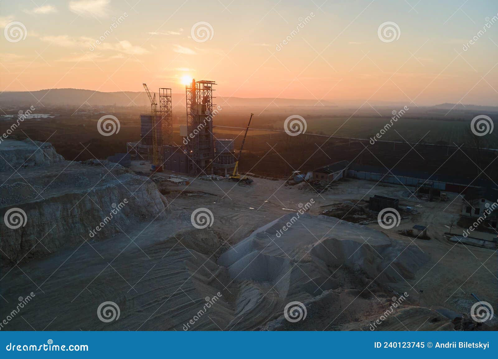 Cement Factory at Open Pit Mining of Construction Sand Stone Materials ...