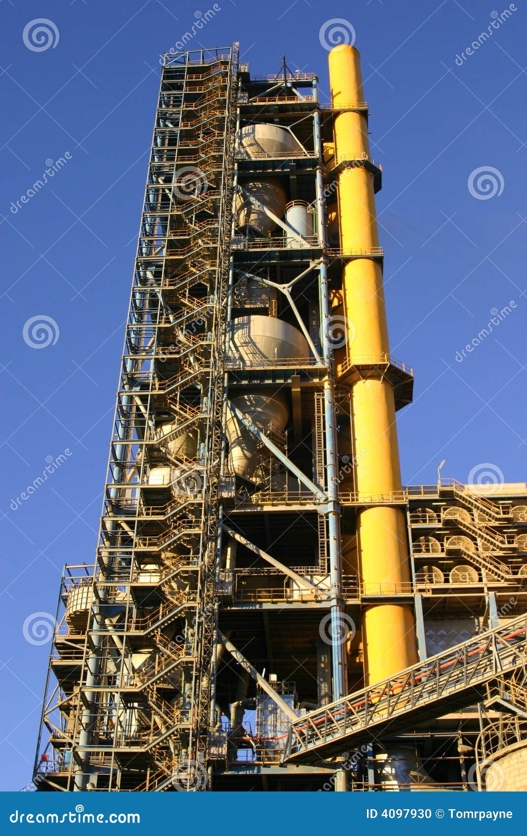 Cement Factory and Yellow Pipe Stock Photo - Image of building ...