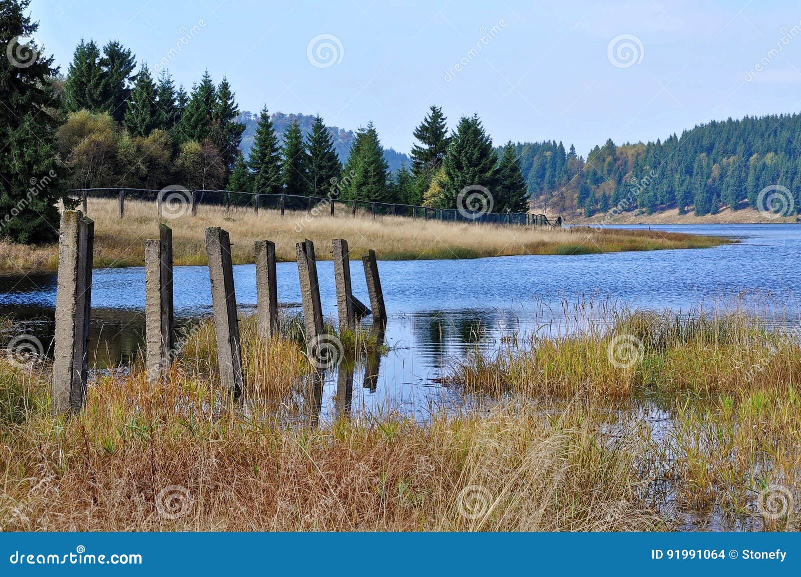 Cement Fencing in the River Side Stock Photo - Image of garden, black ...