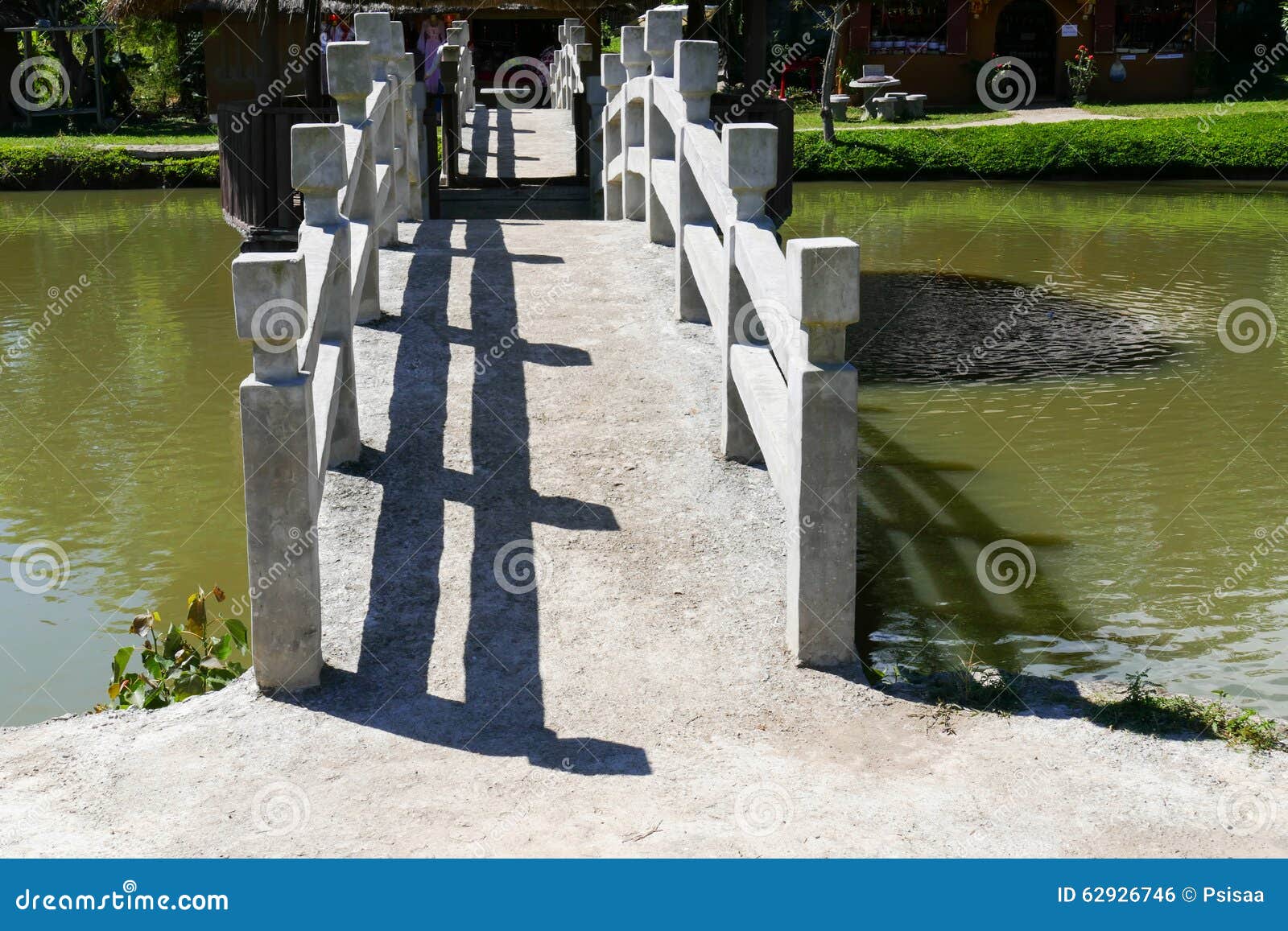 Cement Footbridge Across the Pond Stock Photo - Image of structure ...