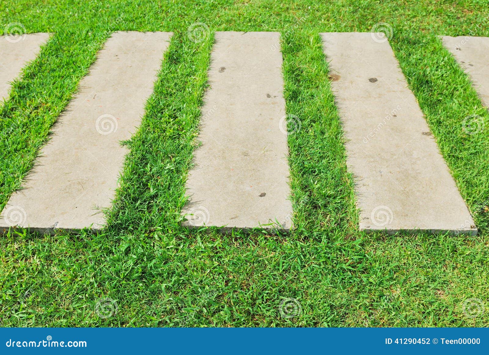 Cement Footpath on Green Grass Stock Photo - Image of grass, ground ...