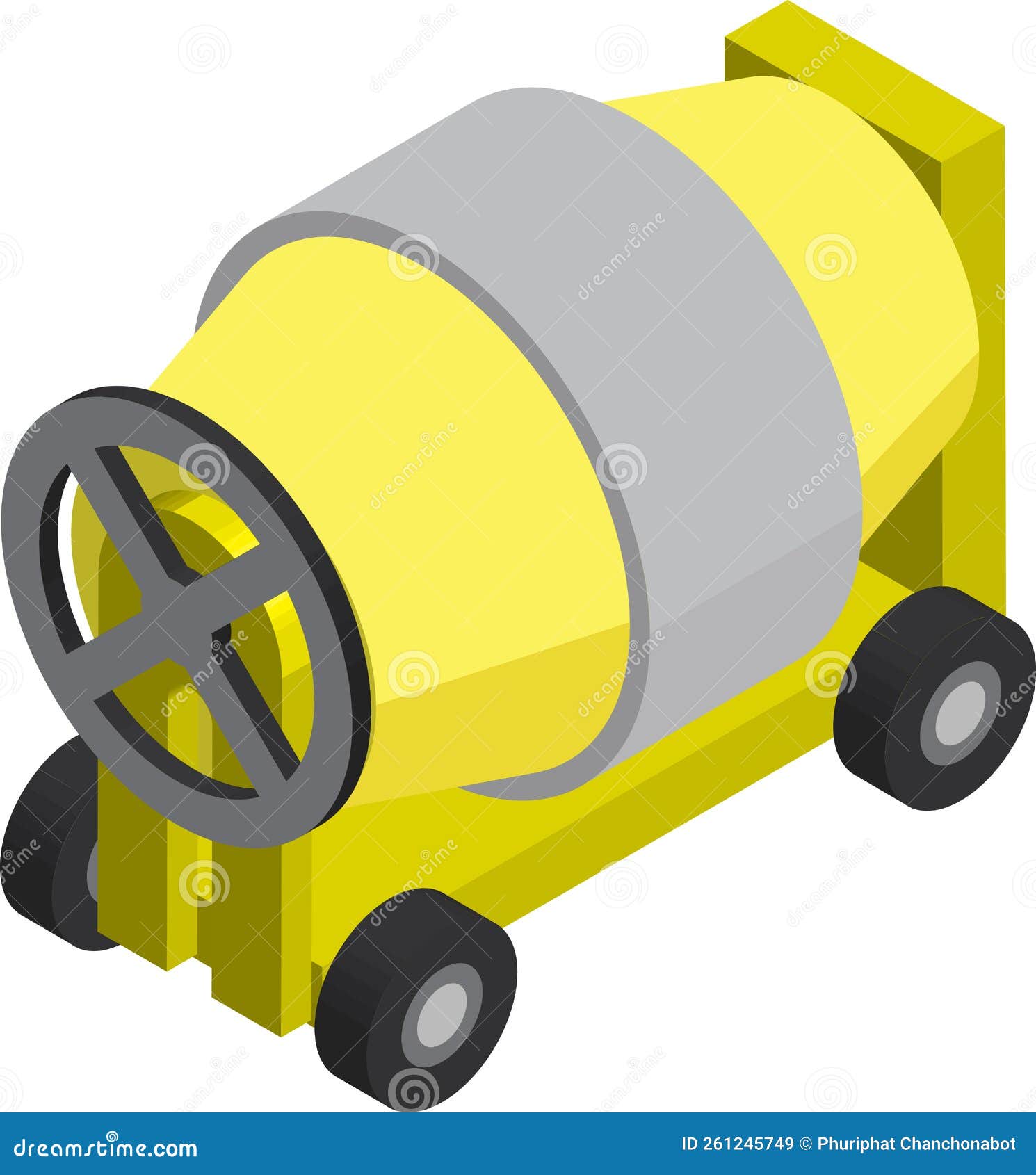 Cement Mixer Illustration in 3D Isometric Style Stock Vector ...