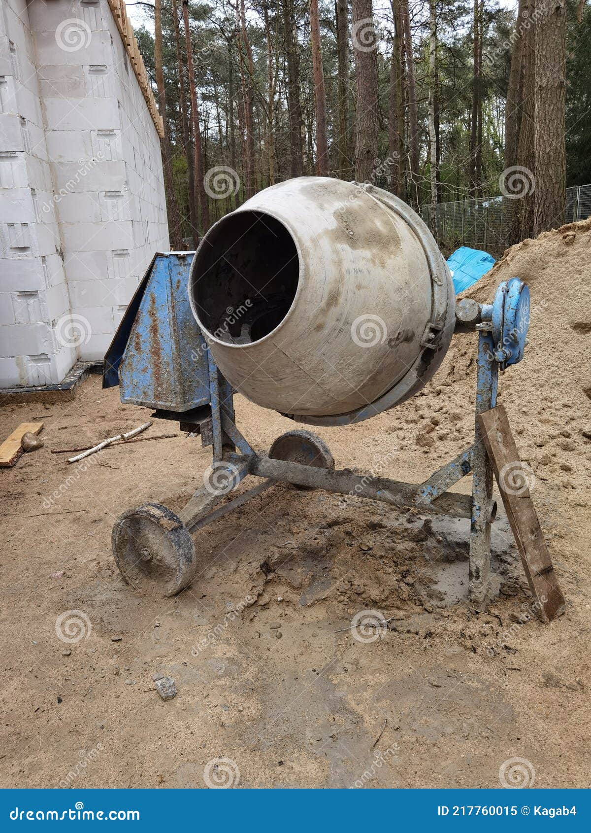 Cement Mixer Machine at Construction Site, Sand. Stock Image - Image of ...