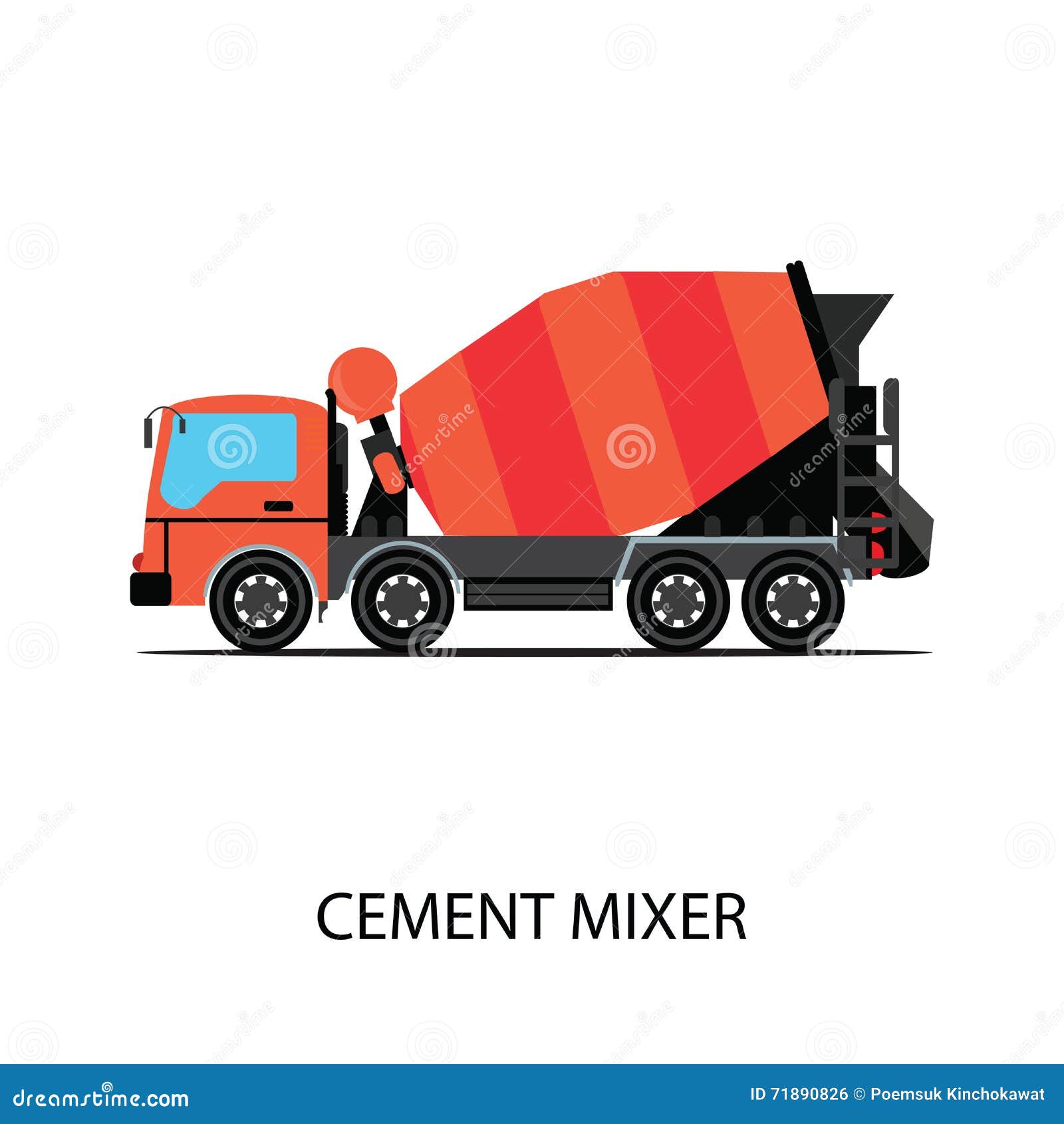 Cement Mixer Truck on White Background. Stock Vector - Illustration of ...