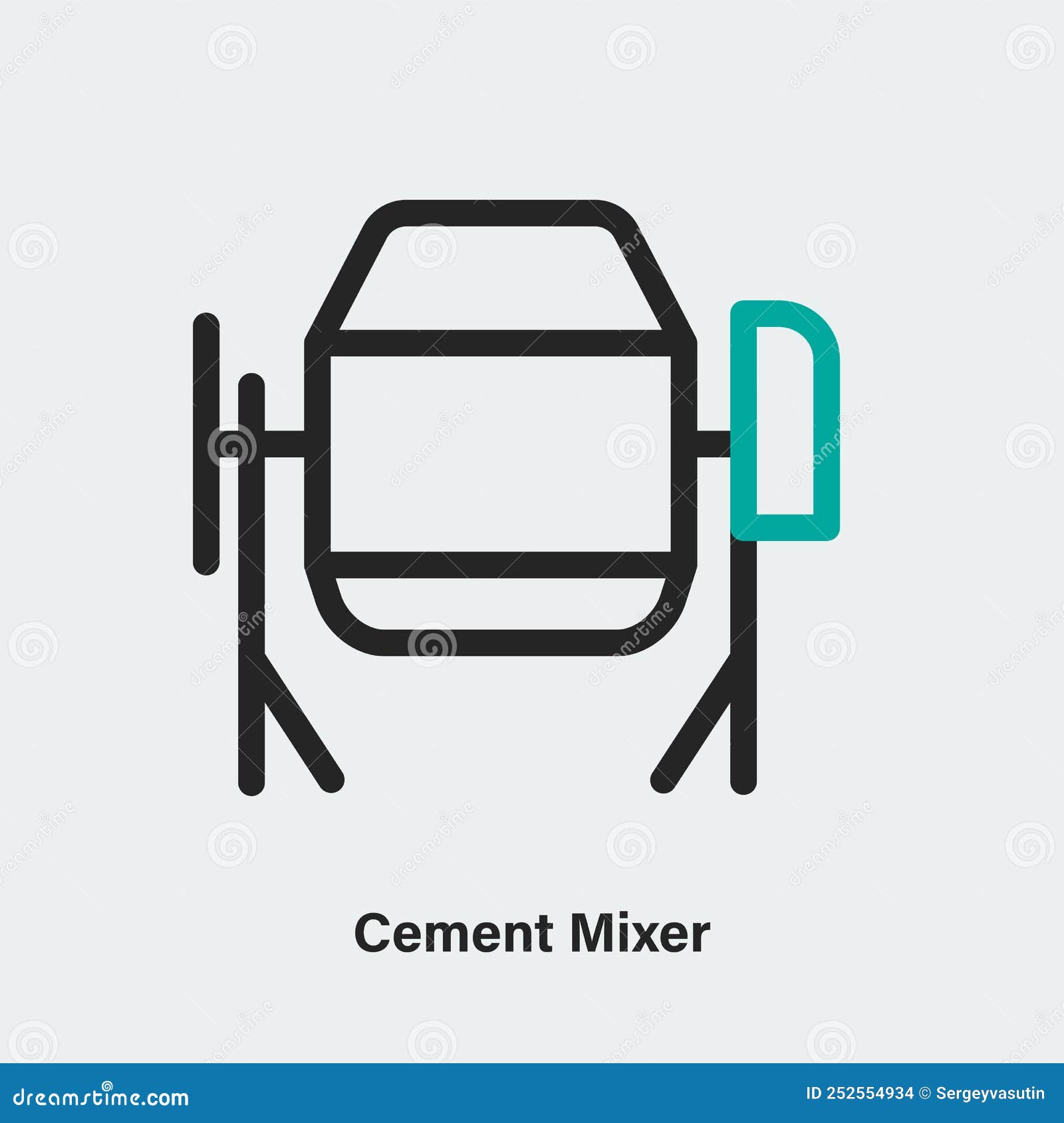 Cement Mixer Vector Linear Icon. Isolated Outline Picture of Mechanism ...