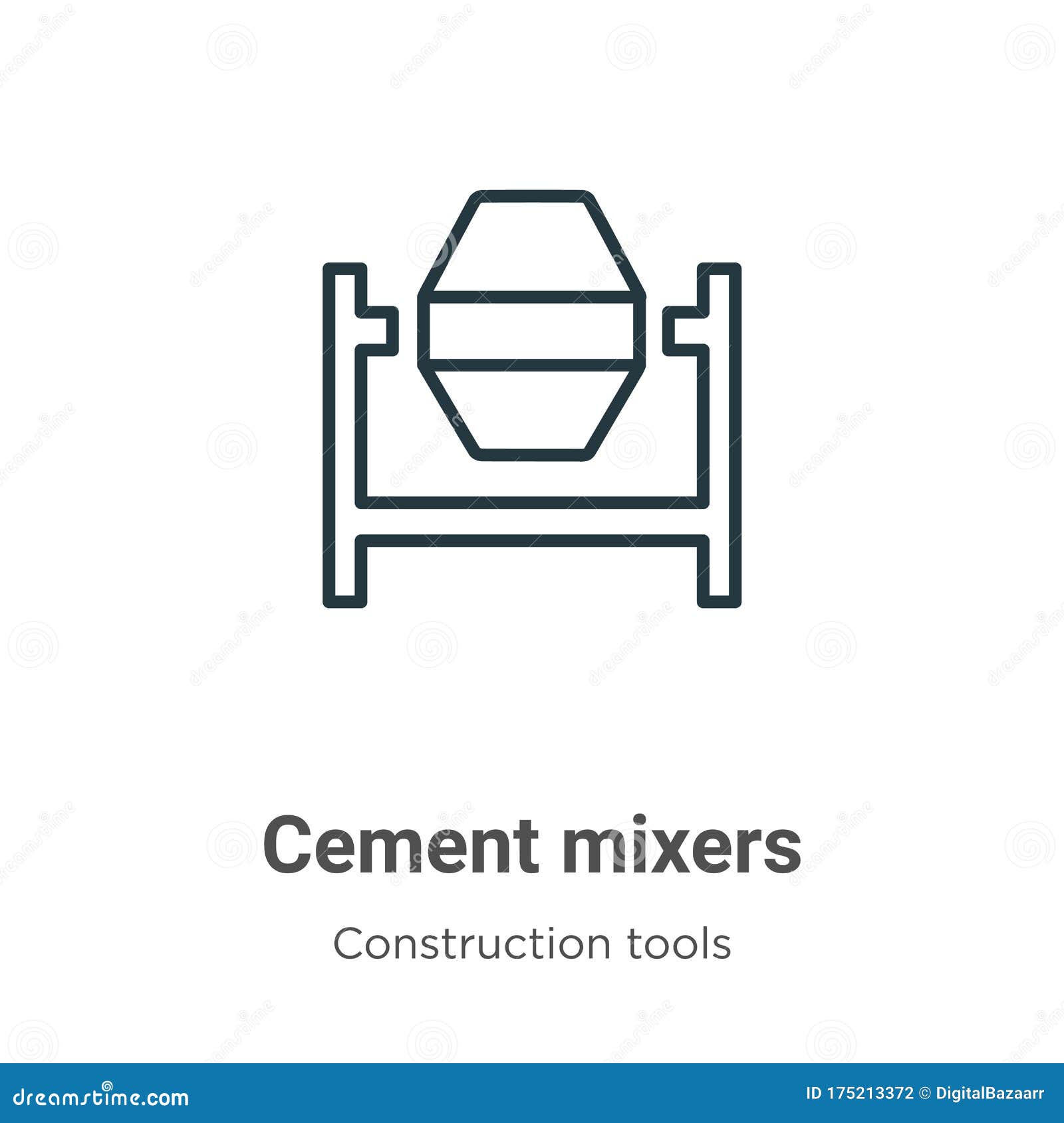Cement Mixers Outline Vector Icon. Thin Line Black Cement Mixers Icon, Flat Vector Simple ...