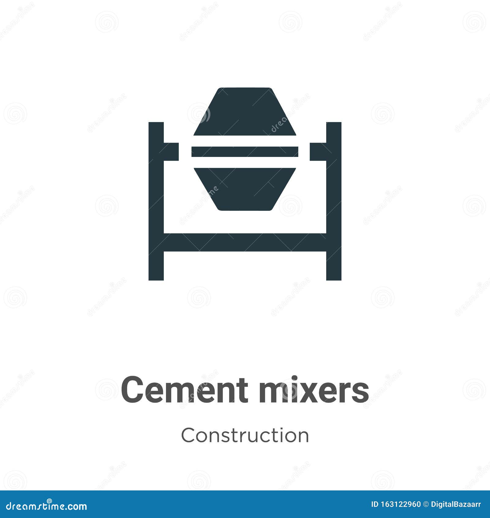 Cement Mixers Vector Icon On White Background. Flat Vector Cement ...