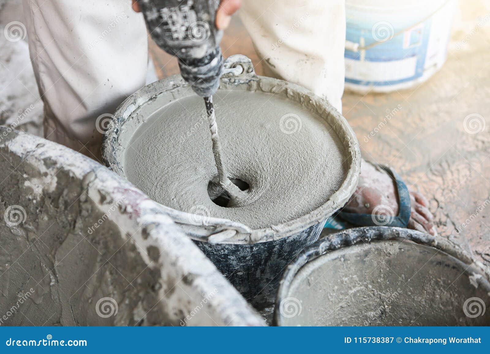 Cement or Mortar is Inside Cement Mixer in Bucket. Stock Image - Image ...