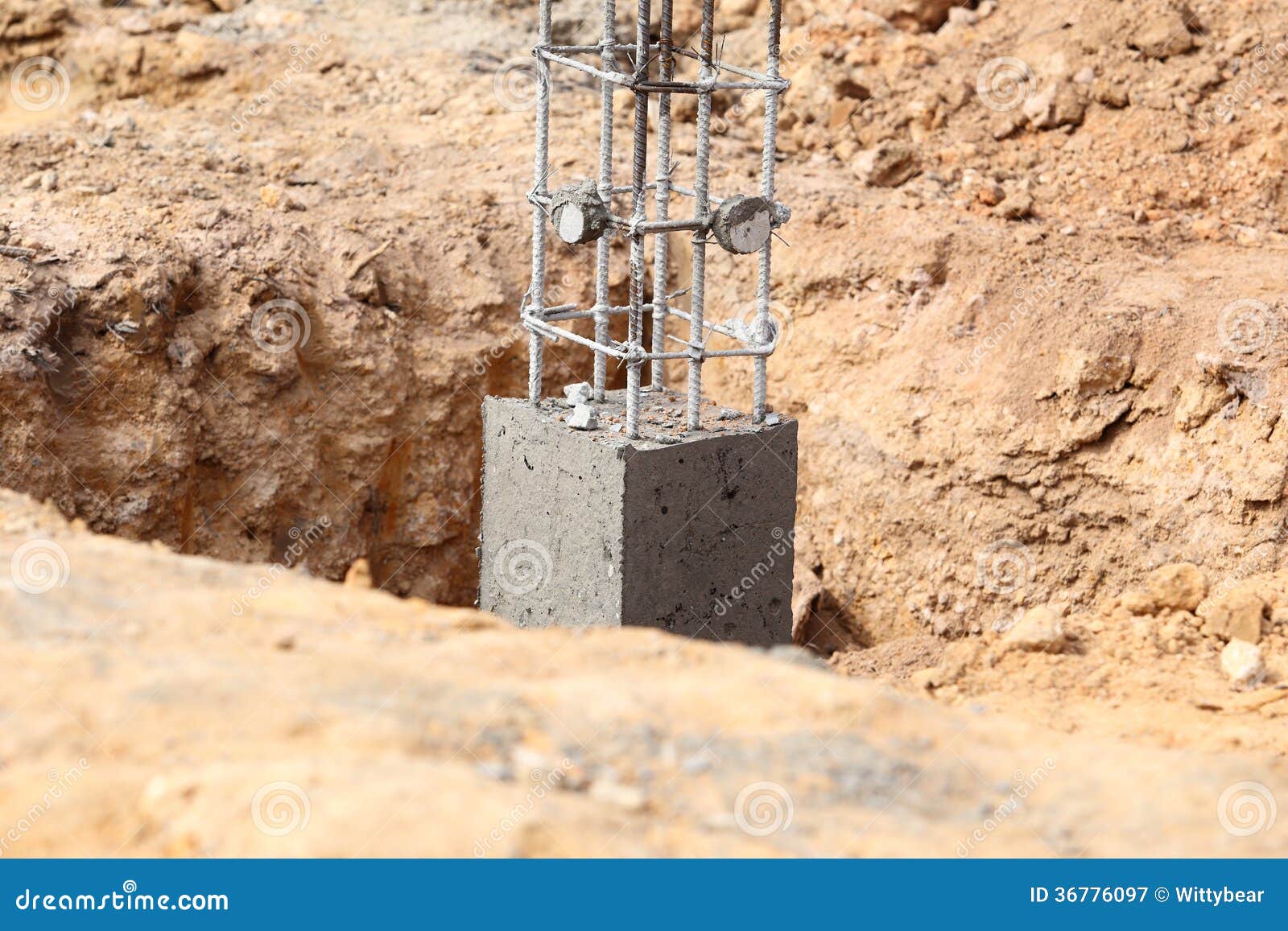 Cement Pillar in Construction Site Stock Image - Image of architecture ...