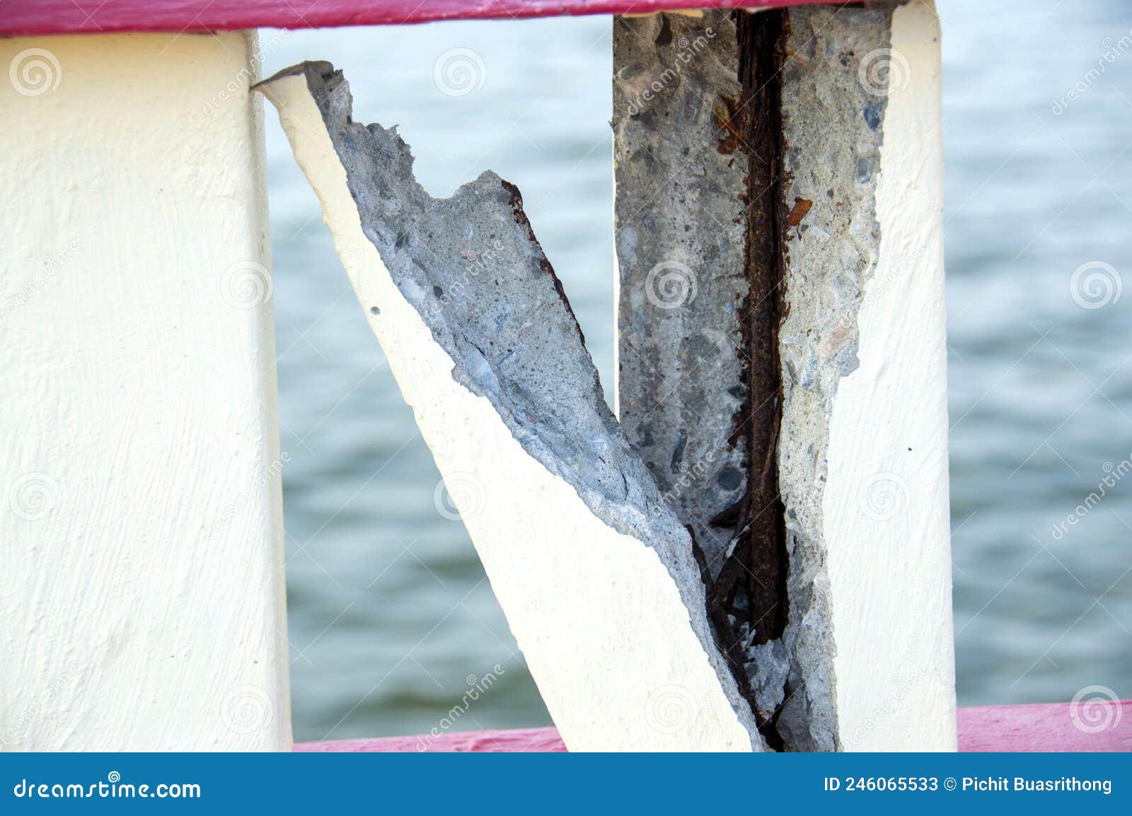Concrete Pillars on the Old Bridge Railings Stock Image - Image of ...